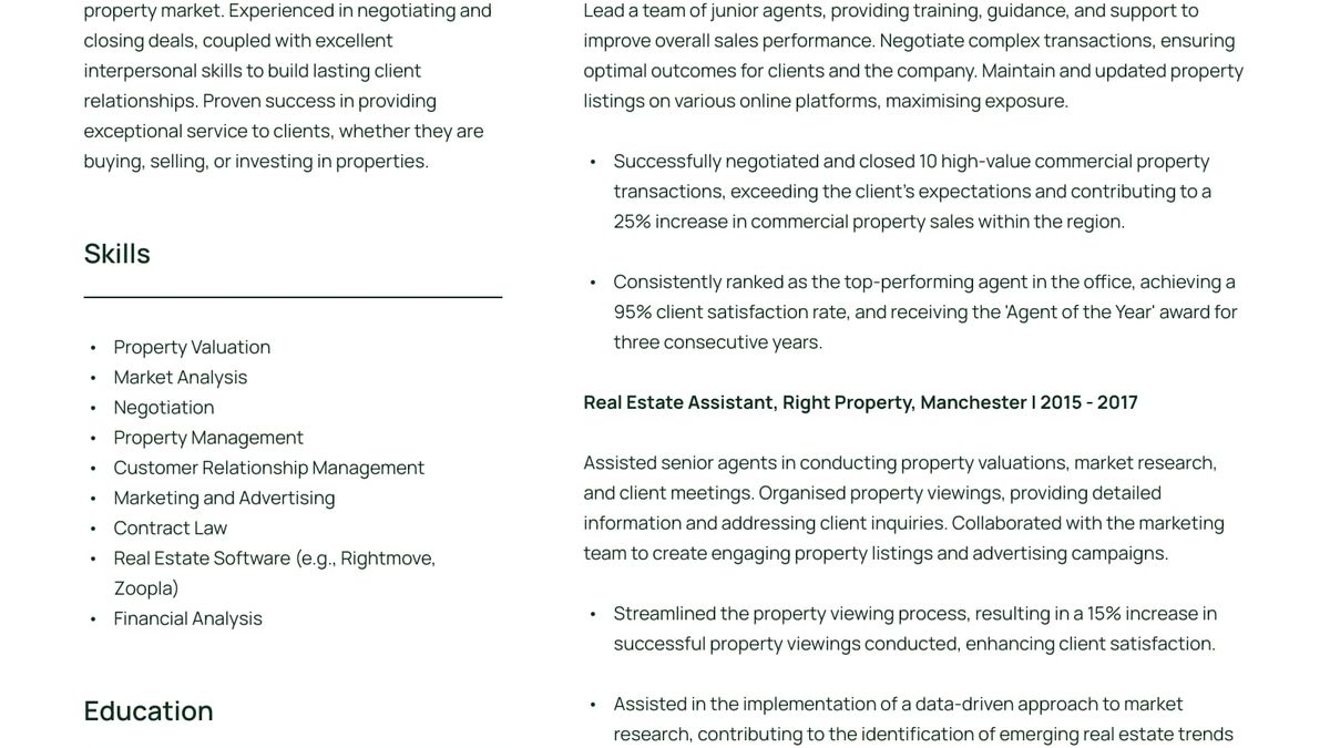 Estate Agent CV: Best examples, template and writing guide