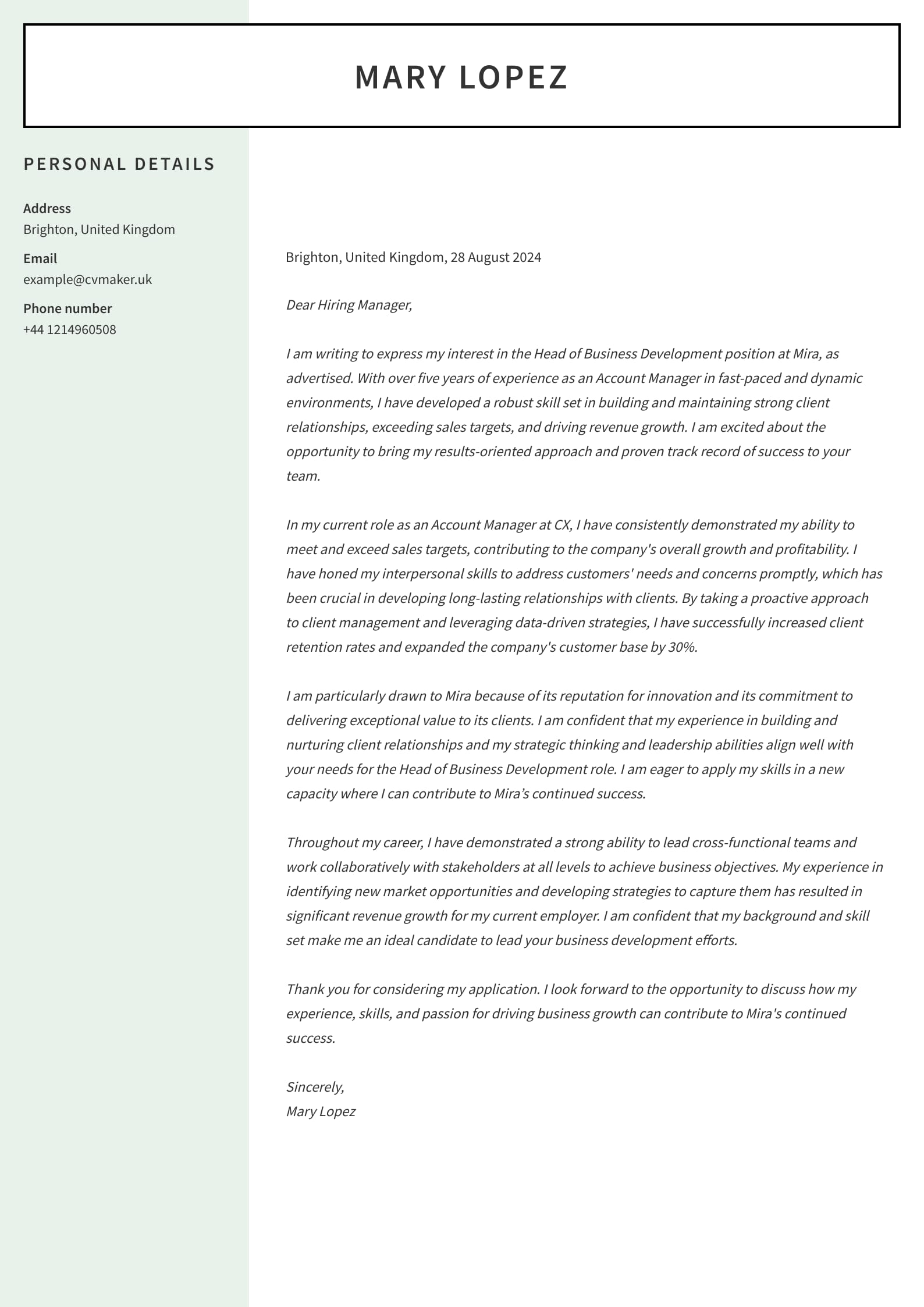 Winning Cover Letter Samples