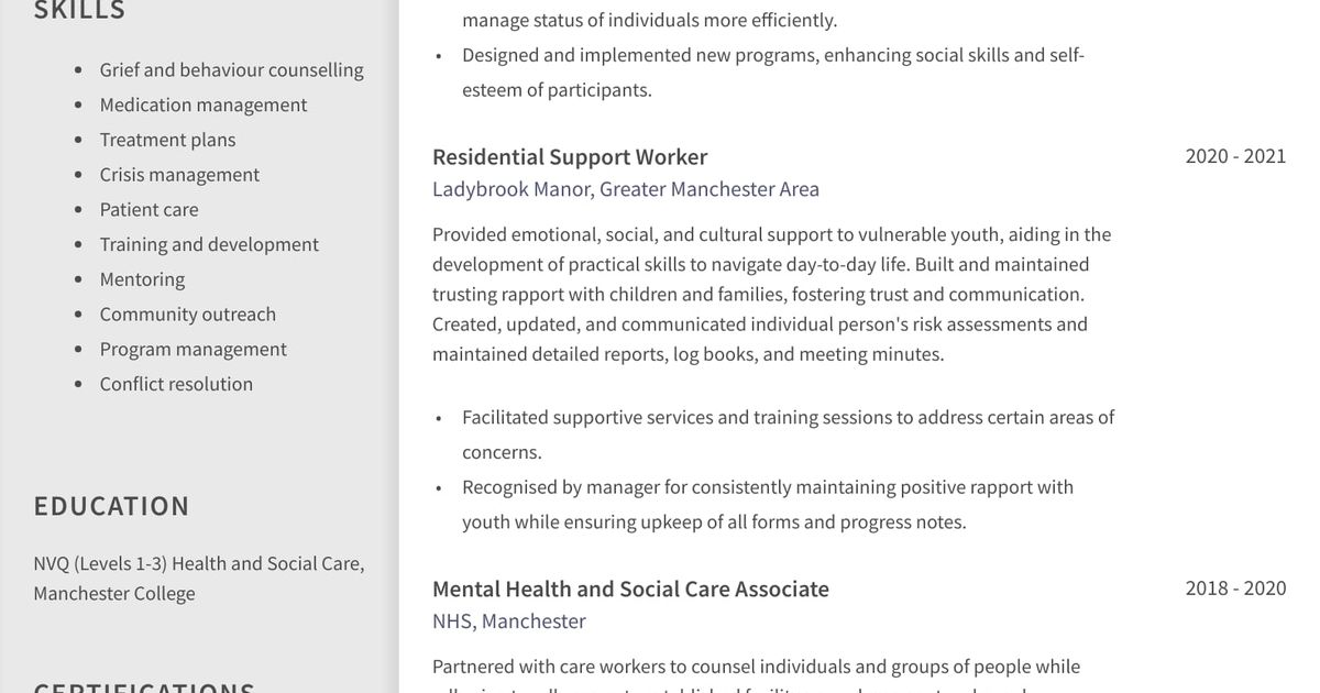 Support Worker CV Example | Guide (2025)