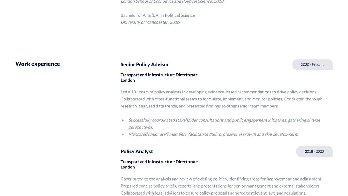 Civil Service CV Example: Best tips with examples for 2025