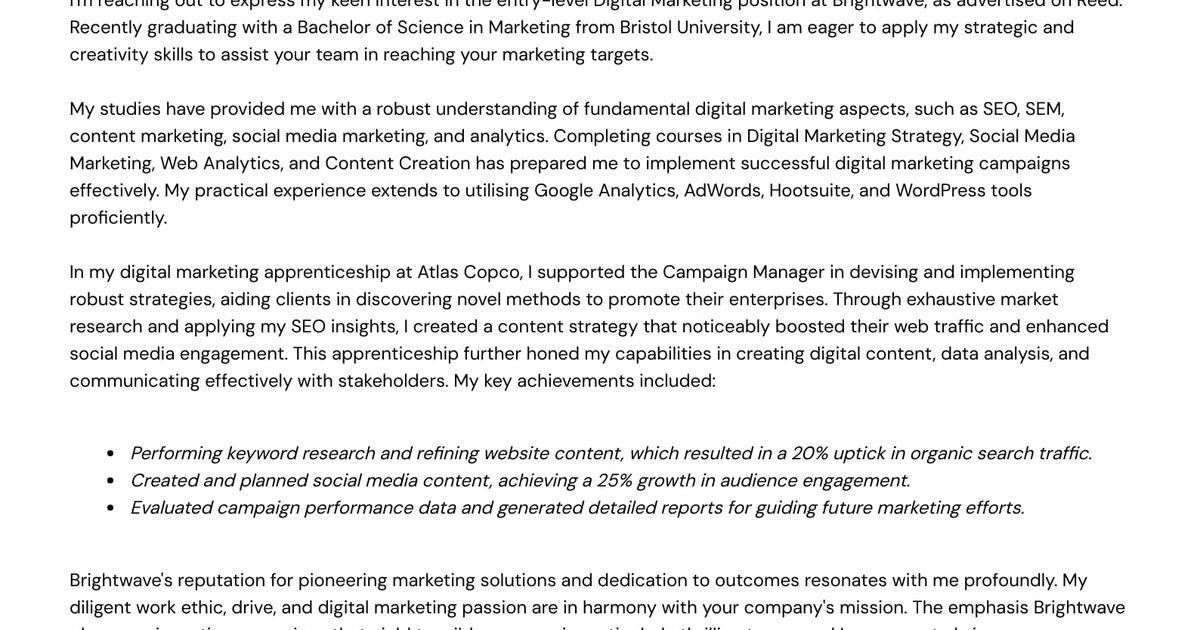 Cover Letter Erasmus