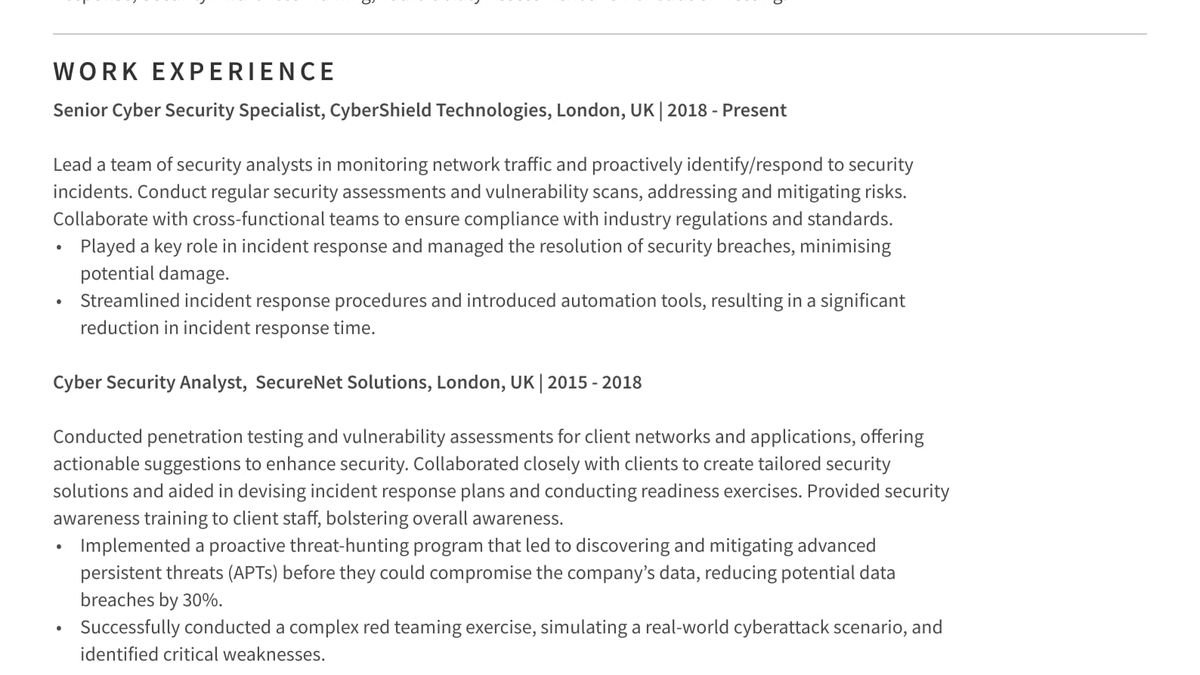 Cyber Security CV Example & Writing Guide for 2026