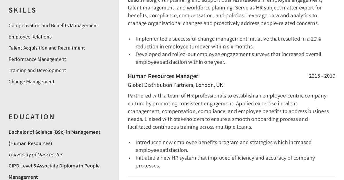 How to Write an HR CV for Various Levels: Examples and Tips