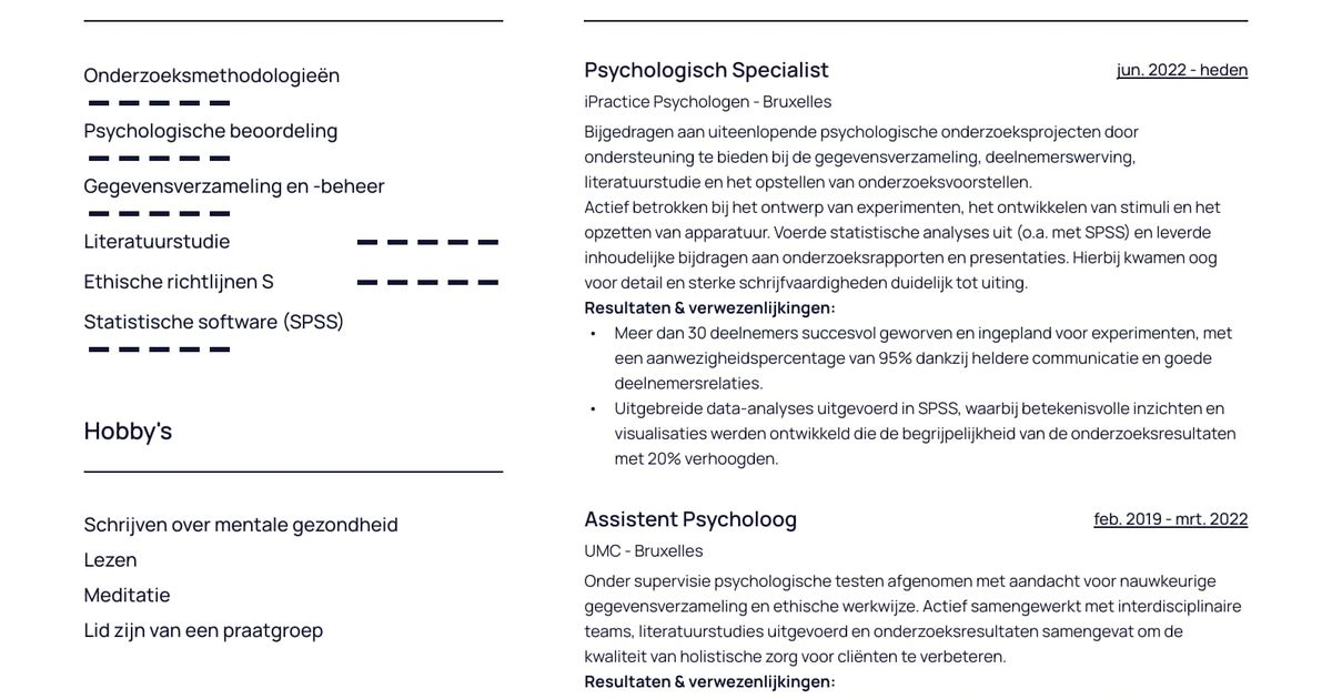CV Psycholoog Voorbeeld | Tips voor een sterk psychologie CV