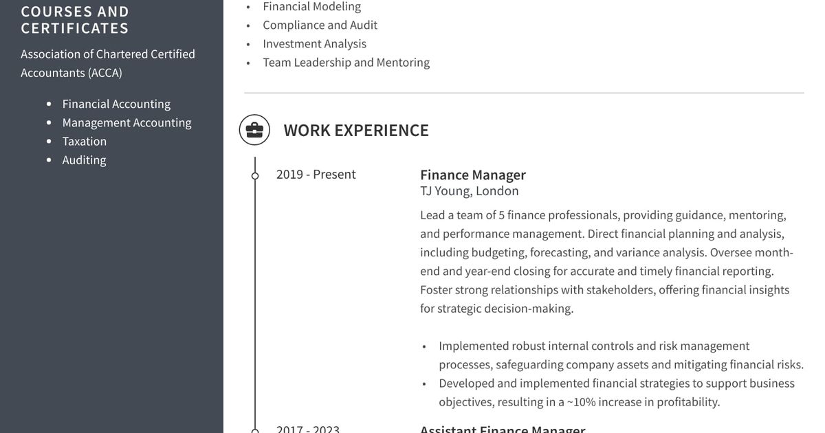 Discover the best finance CV examples and templates | 2025