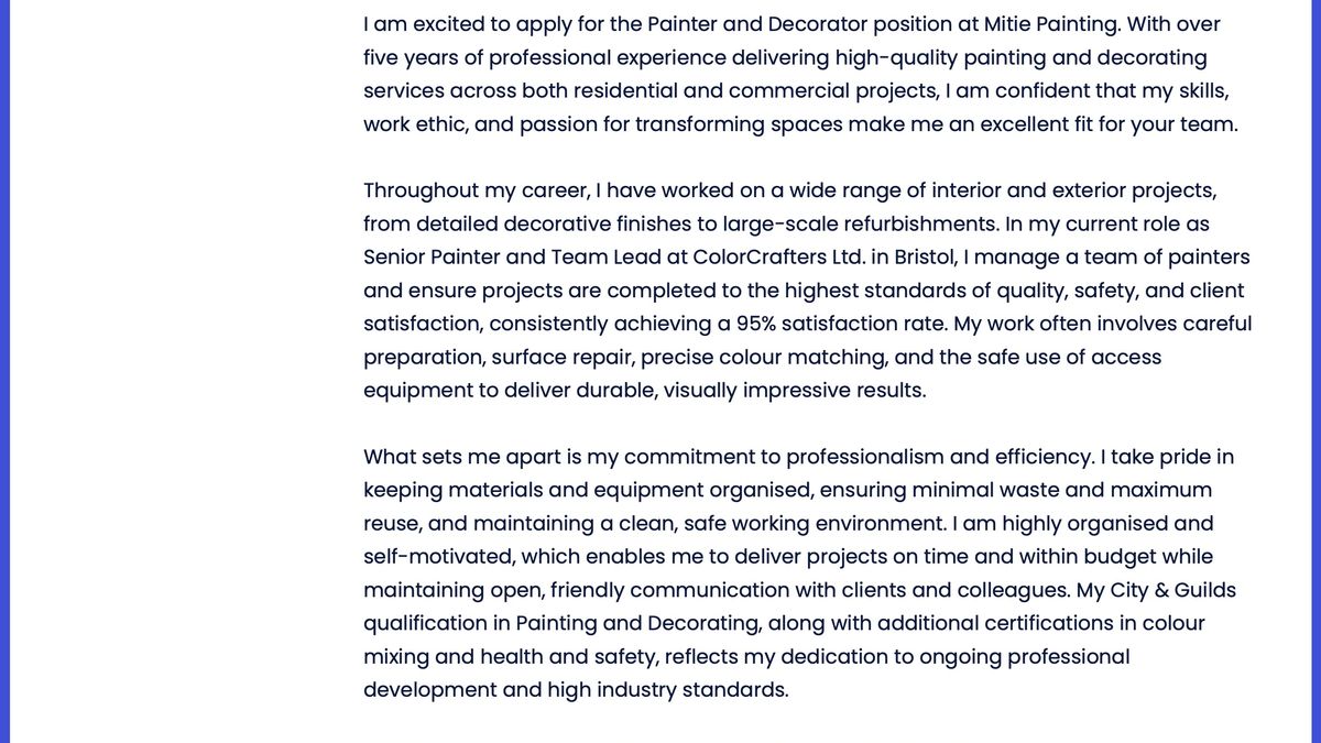 Painter Cover Letter: Free Examples, Template & Tips