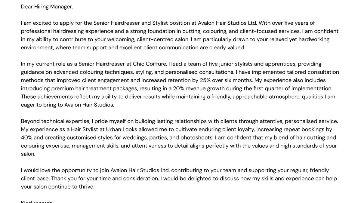 Hairdresser Cover Letter: Free Examples, Template & Tips