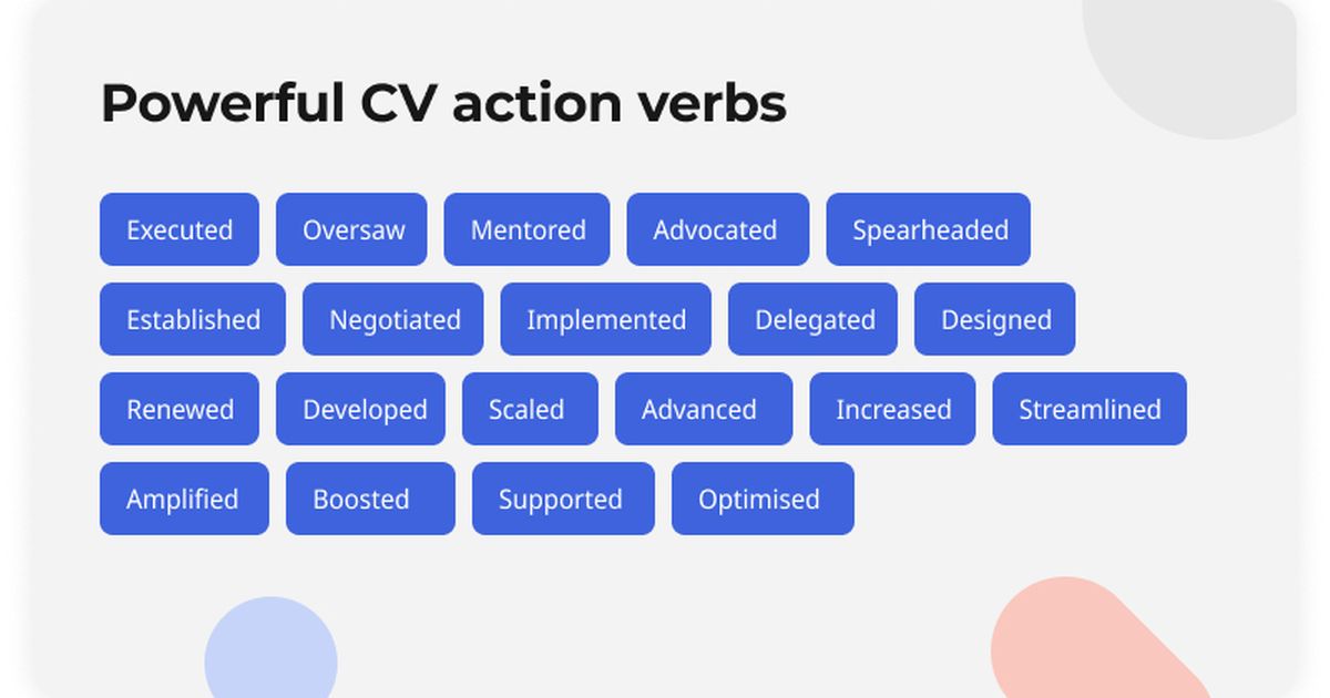 Action Verbs to Use in a CV (Examples for All Levels)