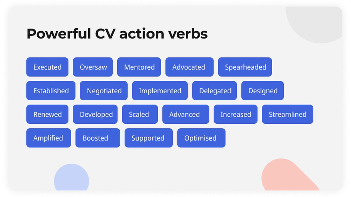 Action Verbs to Use in a CV (Examples for All Levels)