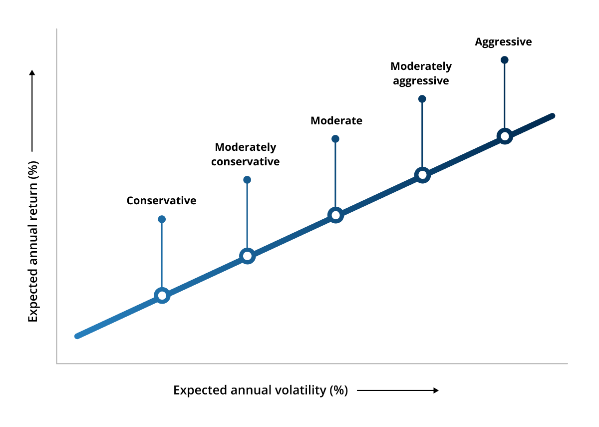 Chart depicting expected annual return vs. expected annual volatility ...