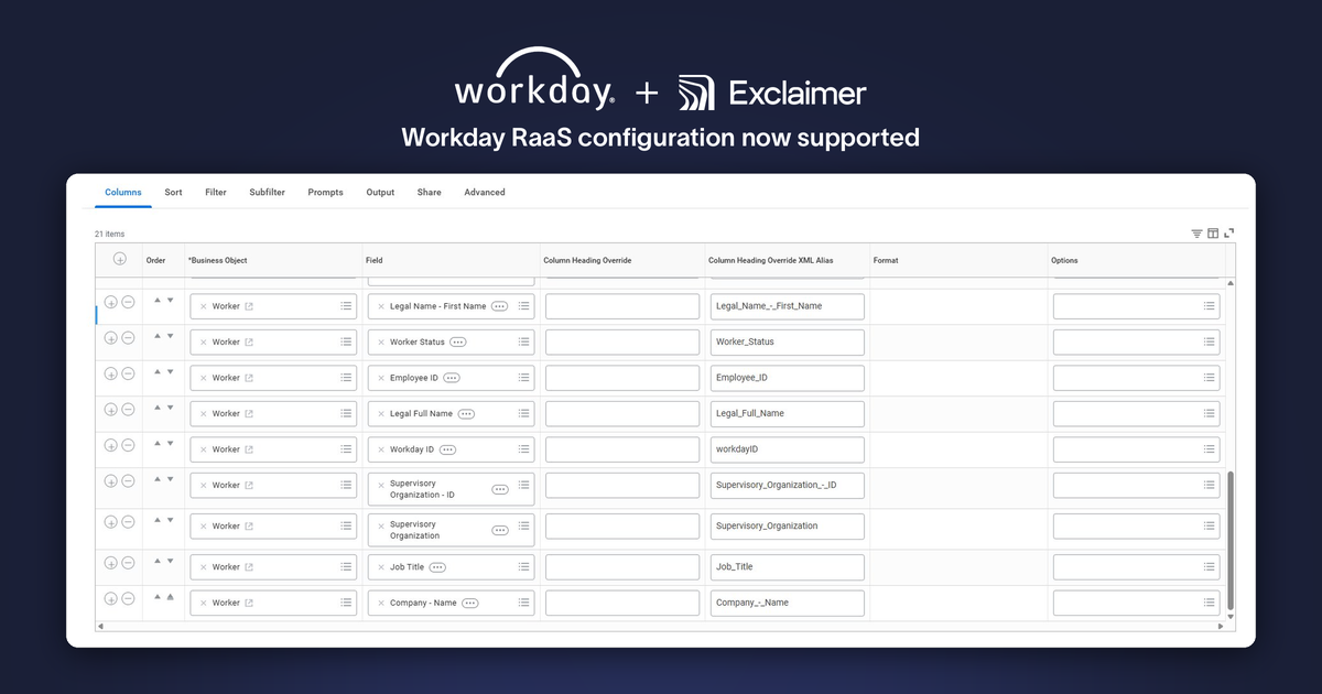 Workday RaaS Integration for Exclaimer | Sync Signatures
