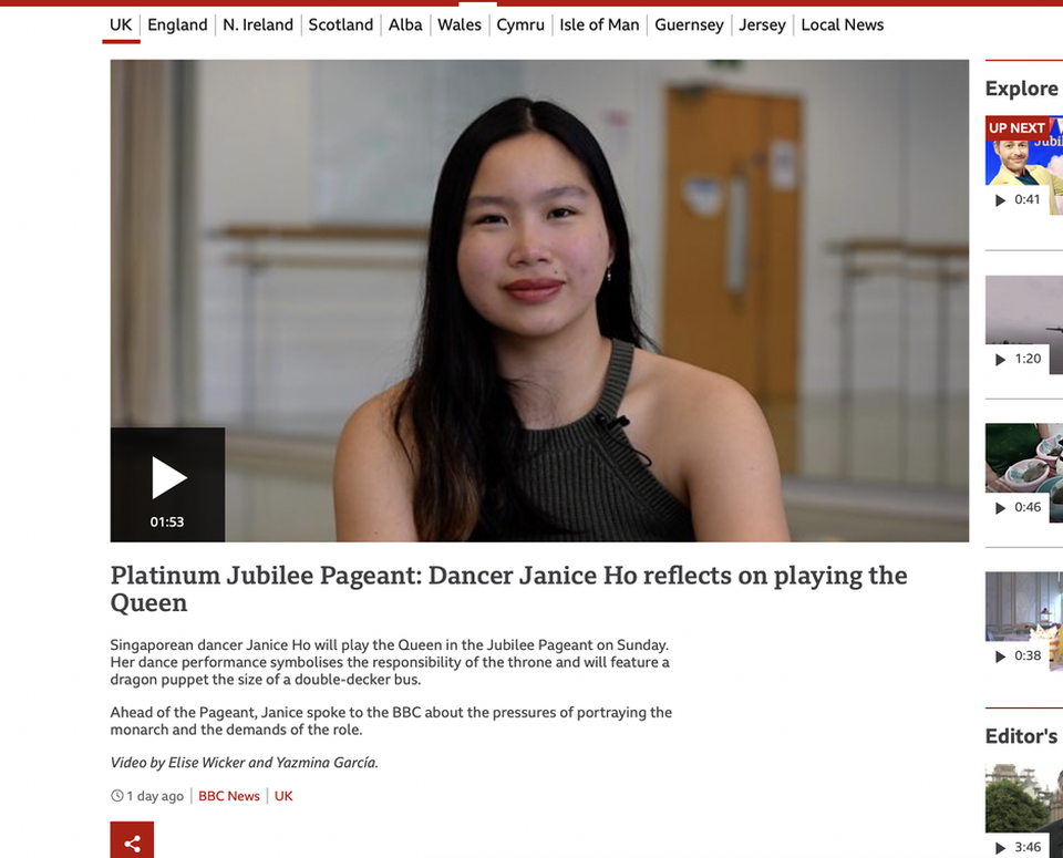The Hatchling - Platinum Jubilee Pageant: Dancer Janice Ho reflects on ...