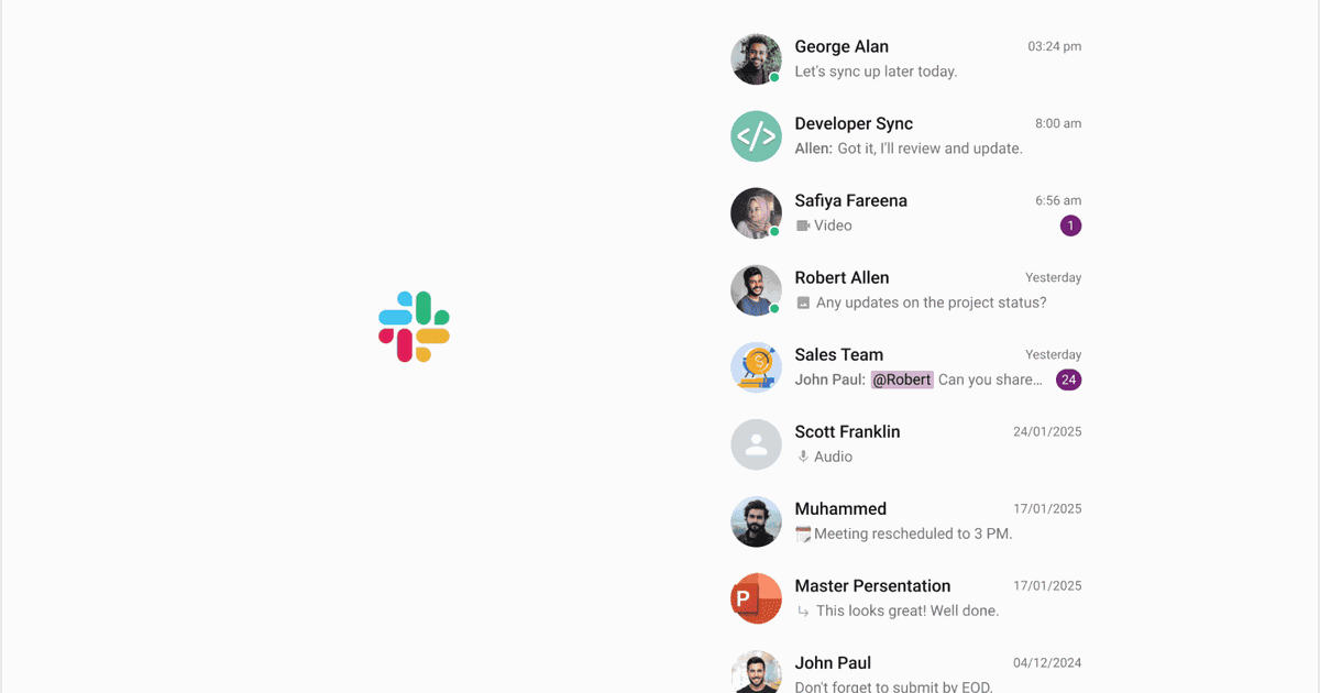 Slack chat template