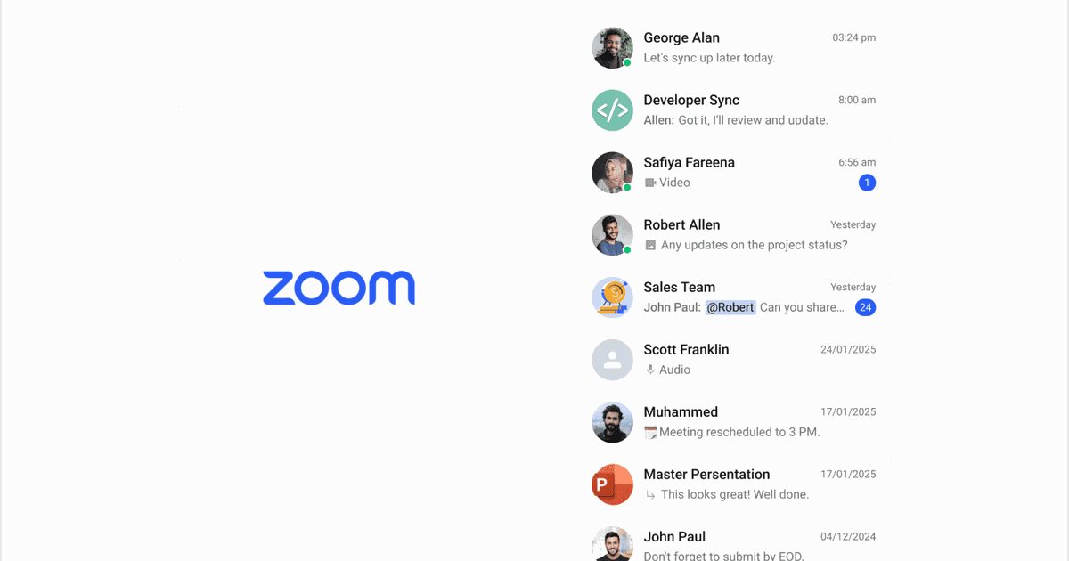 Zoom chat template