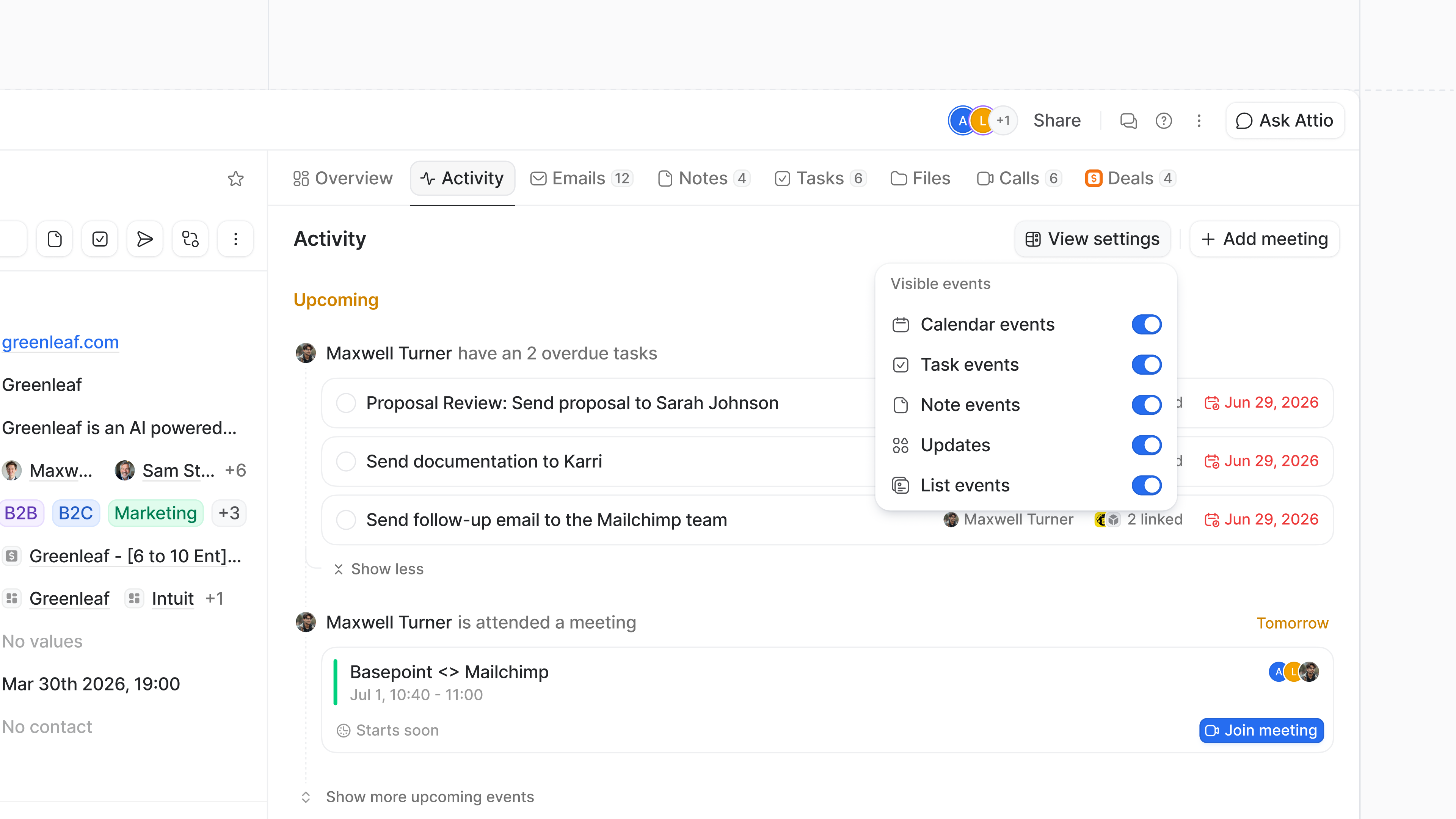 New activity timeline | Attio Changelog