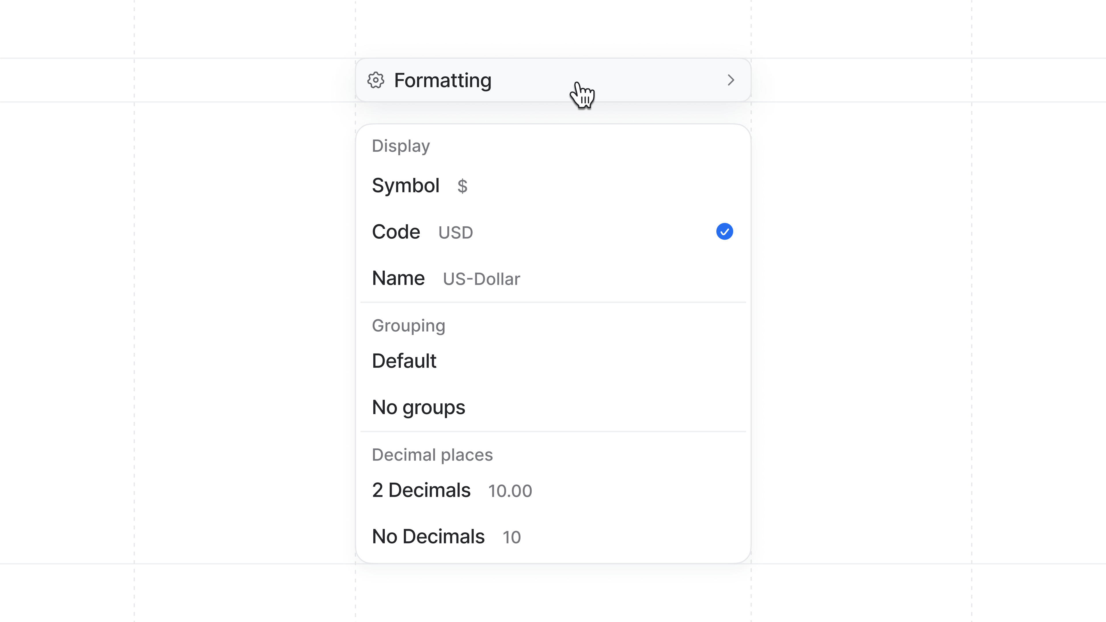Numeric attribute formats