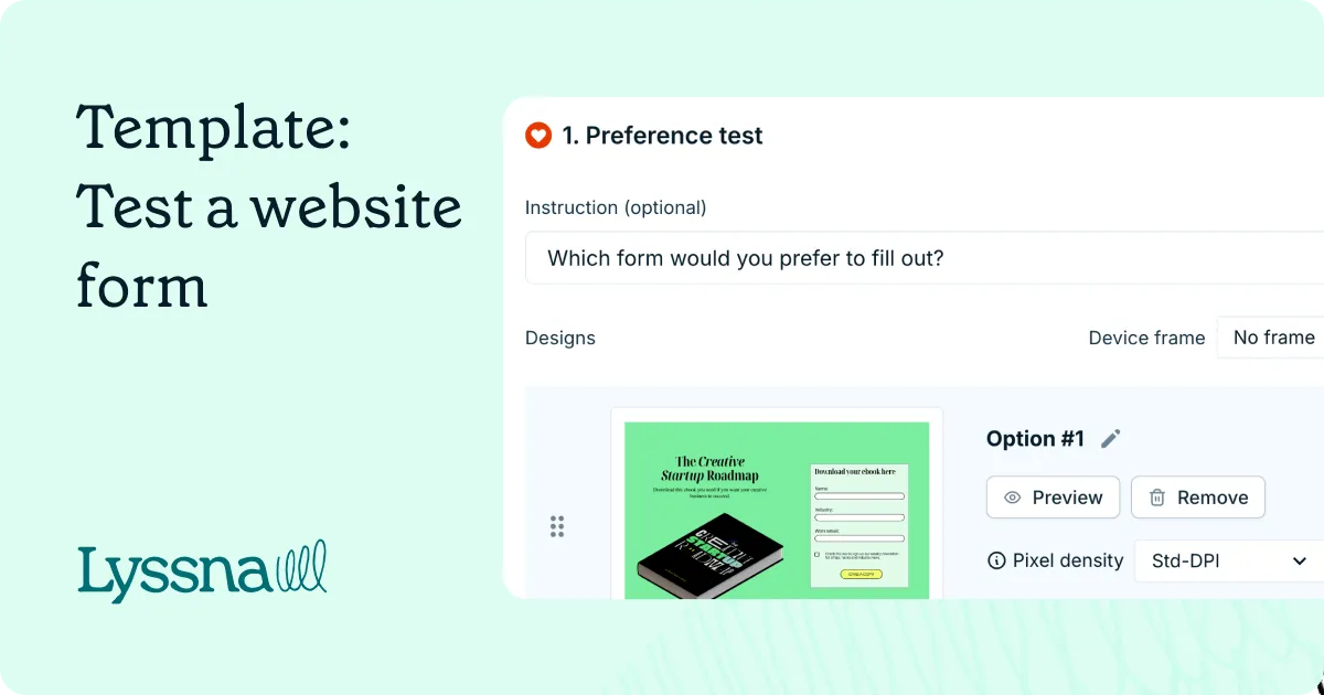 Test a website form: Template | Lyssna