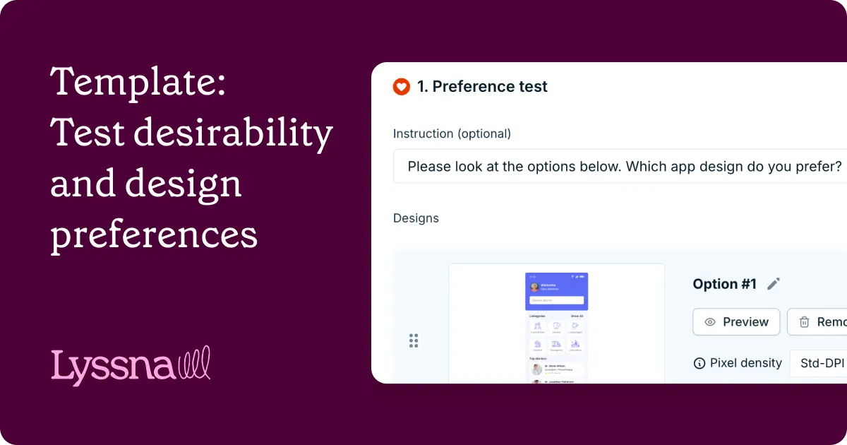 Test desirability and design preferences: Template | Lyssna