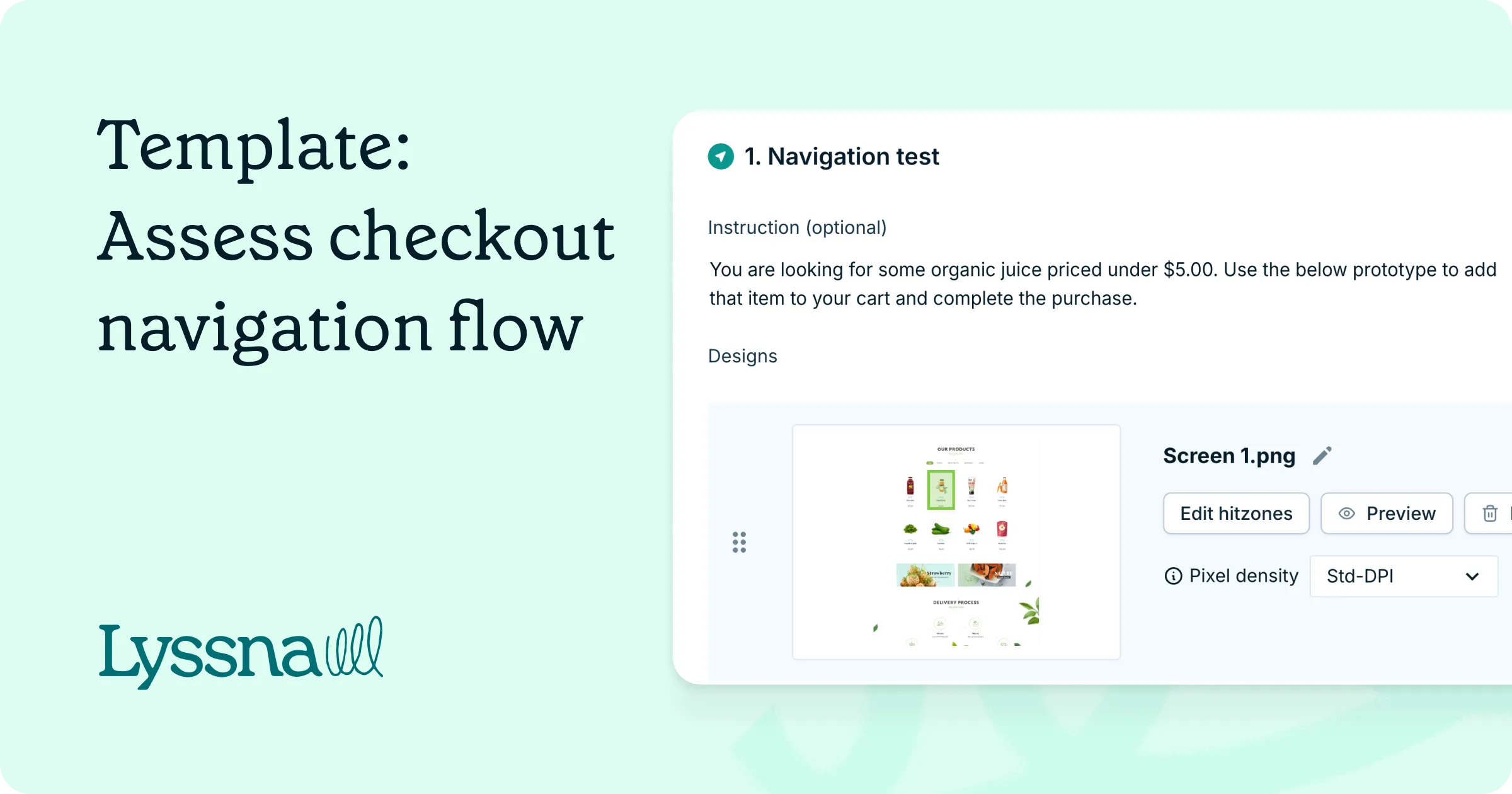 Assess checkout navigation flow: Template | Lyssna