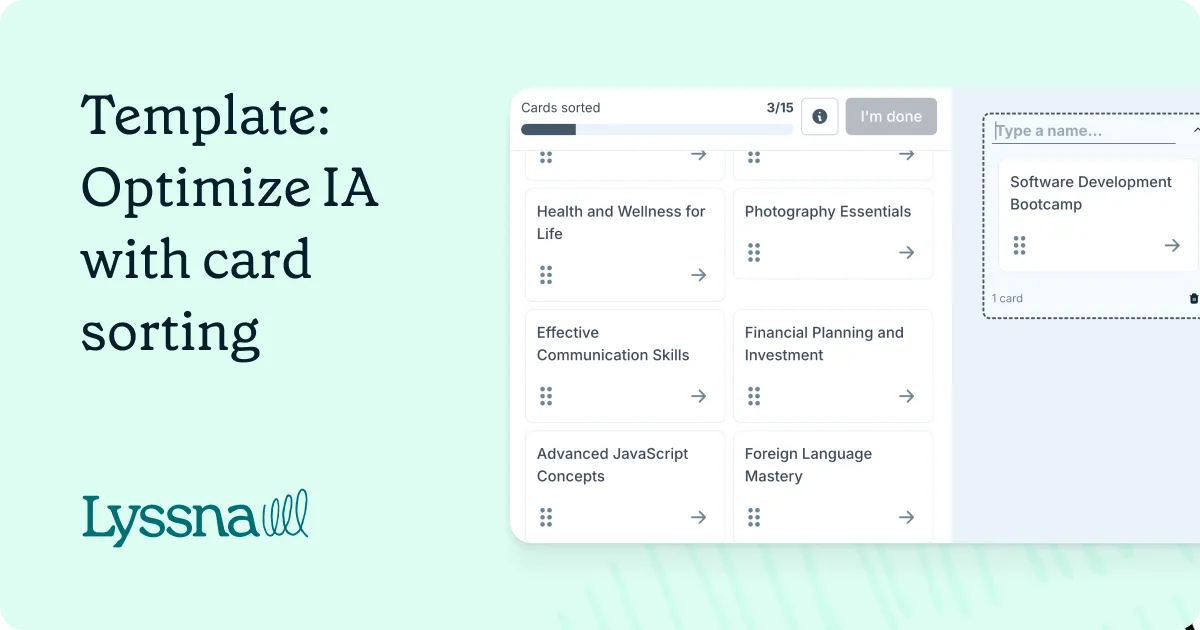 Optimize IA with card sorting: Template | Lyssna
