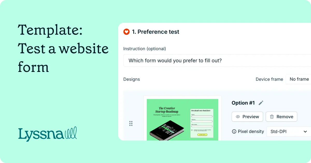 Test a website form: Template | Lyssna