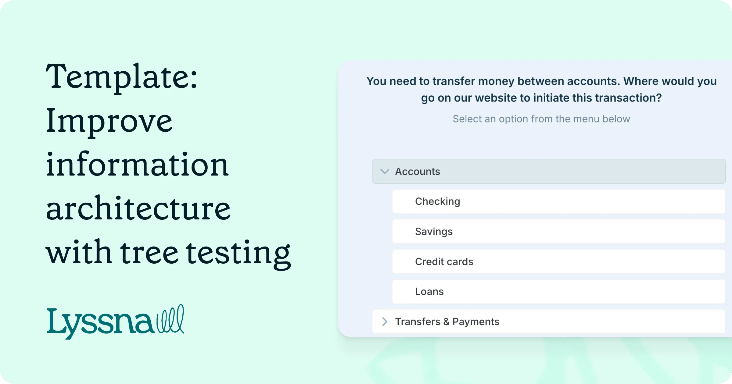 Improve IA with tree testing: Template | Lyssna