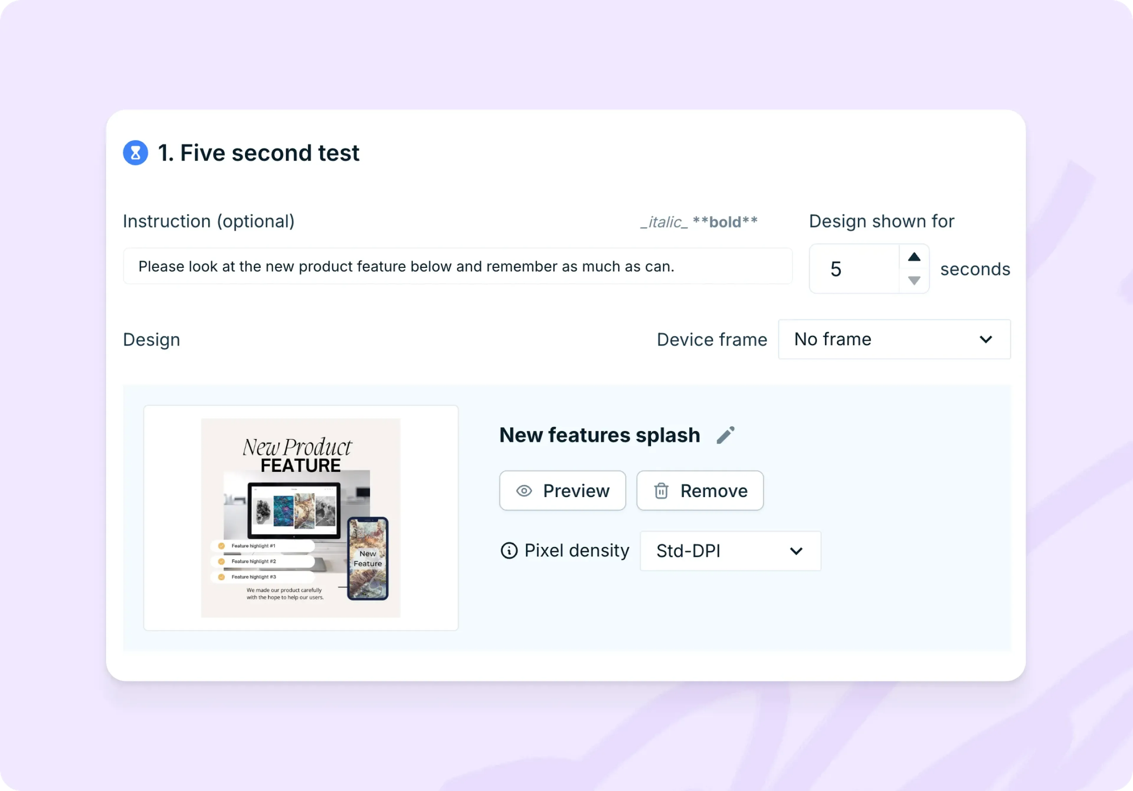 Test a product concept or feature: Template | Lyssna
