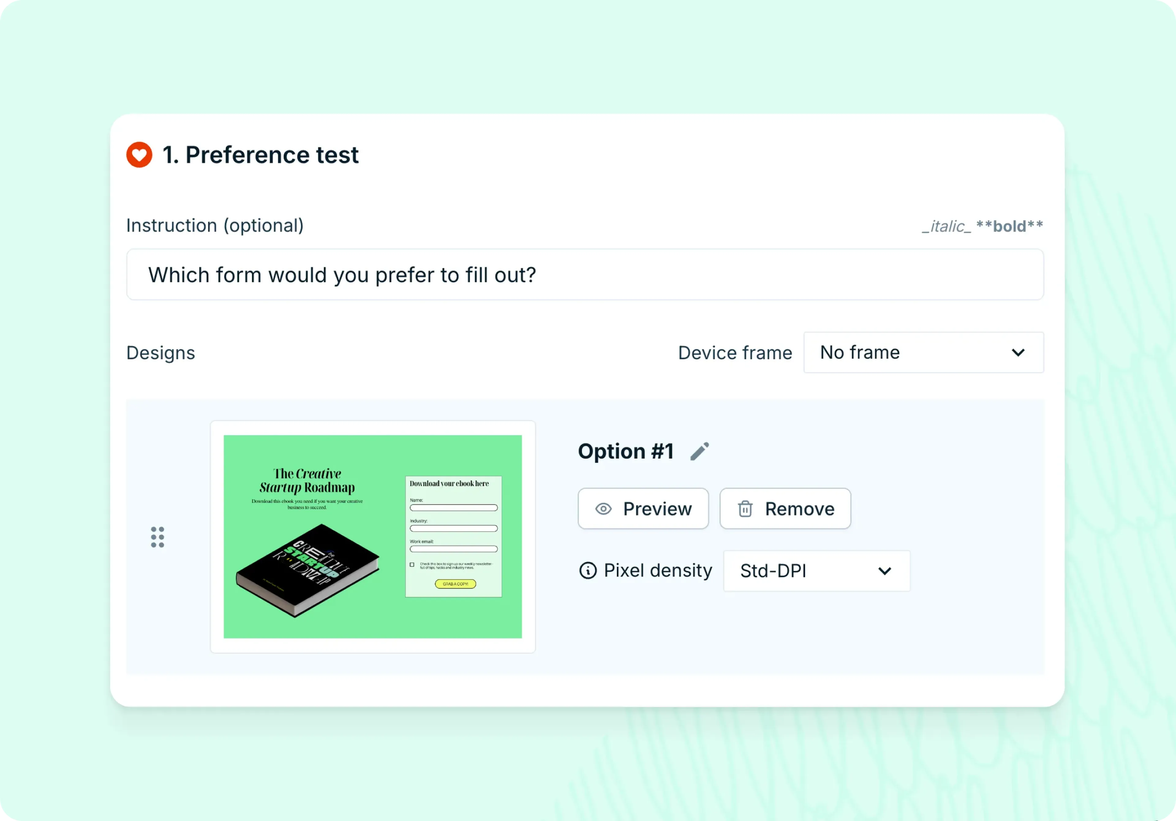 Test a website form: Template | Lyssna