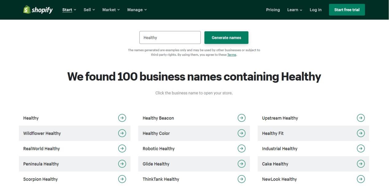 shopify name generator