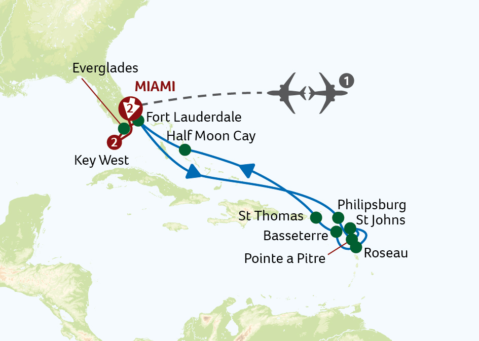 Map Caribbean Key West Florida