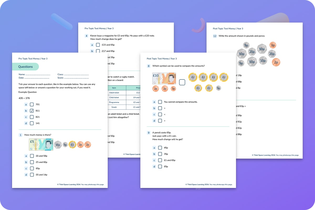 Diagnostic Assessment Money Year 3 | Maths Hub | Third Space Learning