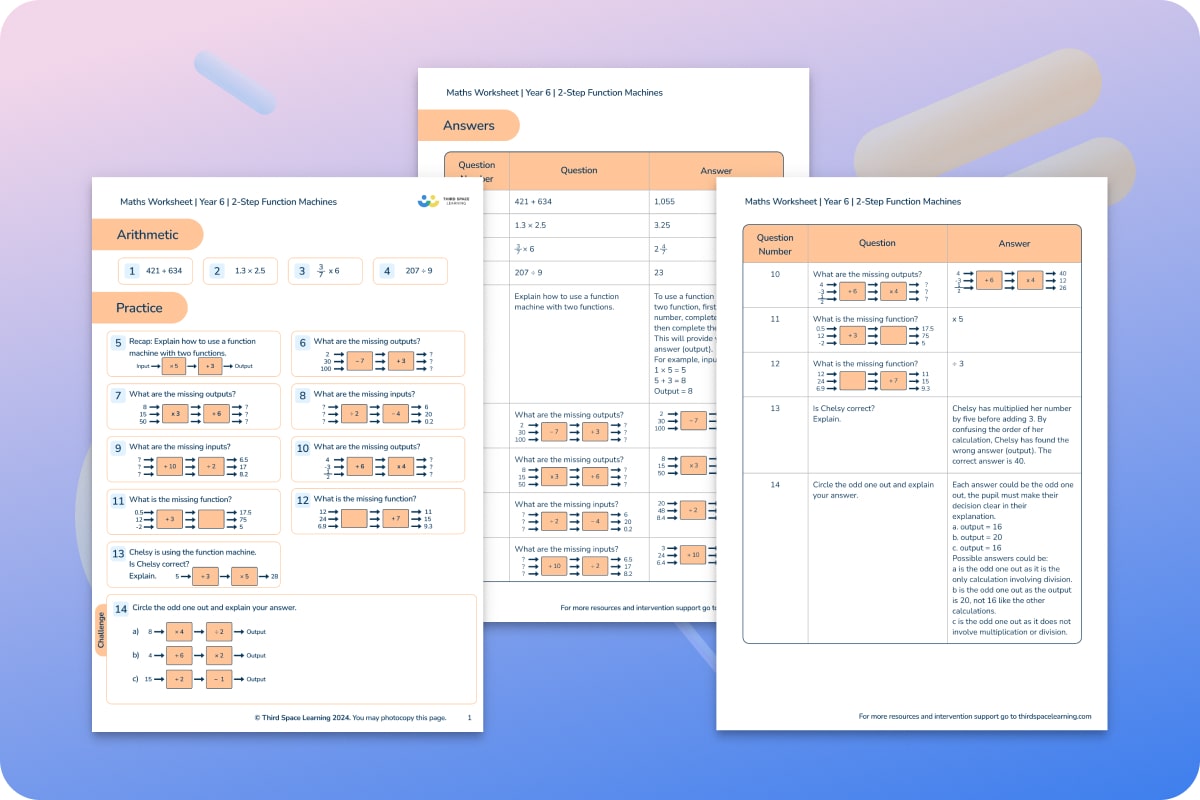 Maths Worksheet 2-Step Function Machines Year 6 | Maths Hub | Third ...
