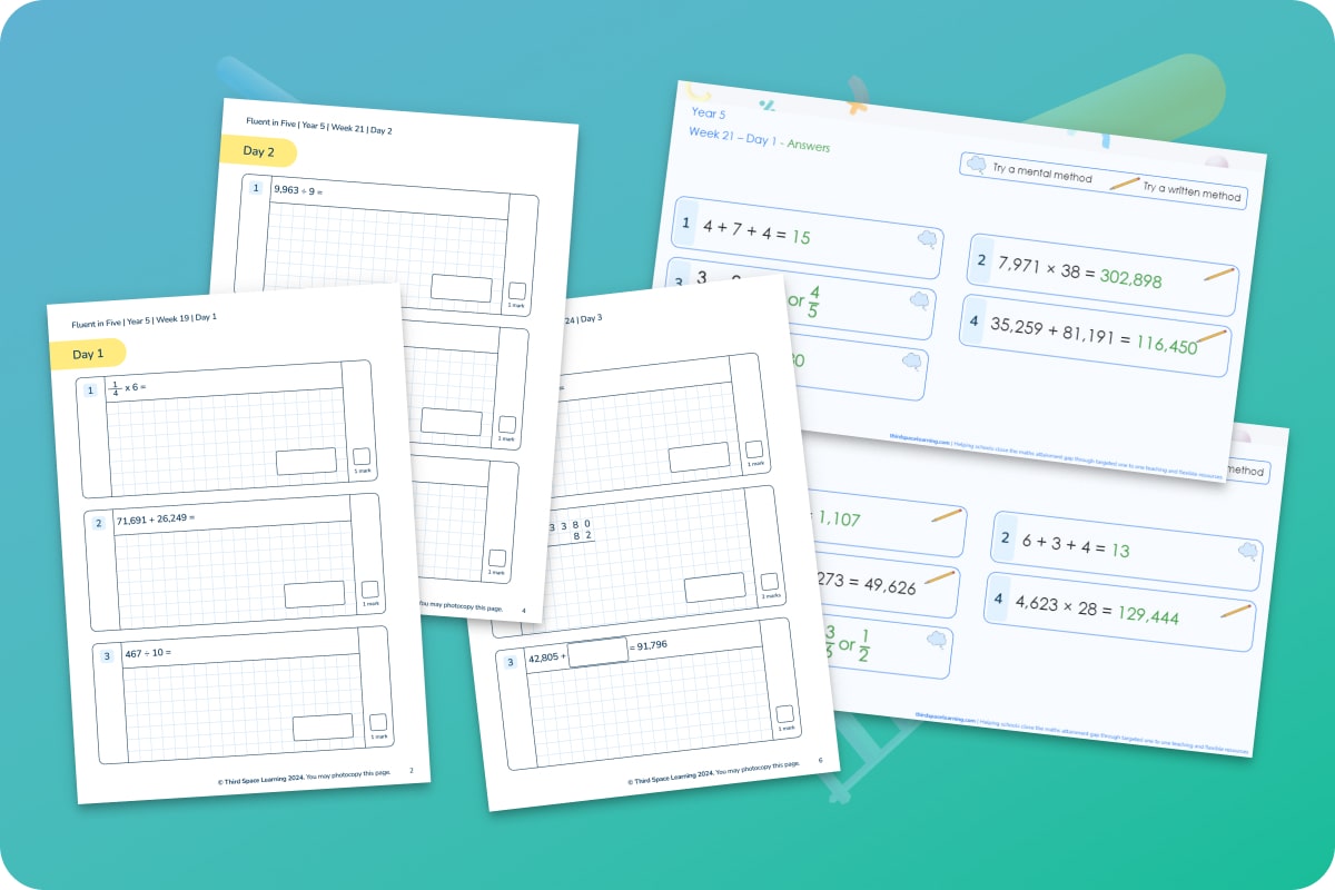 Fluent In Five Arithmetic Pack | Weeks 19 to 24 | Year 5