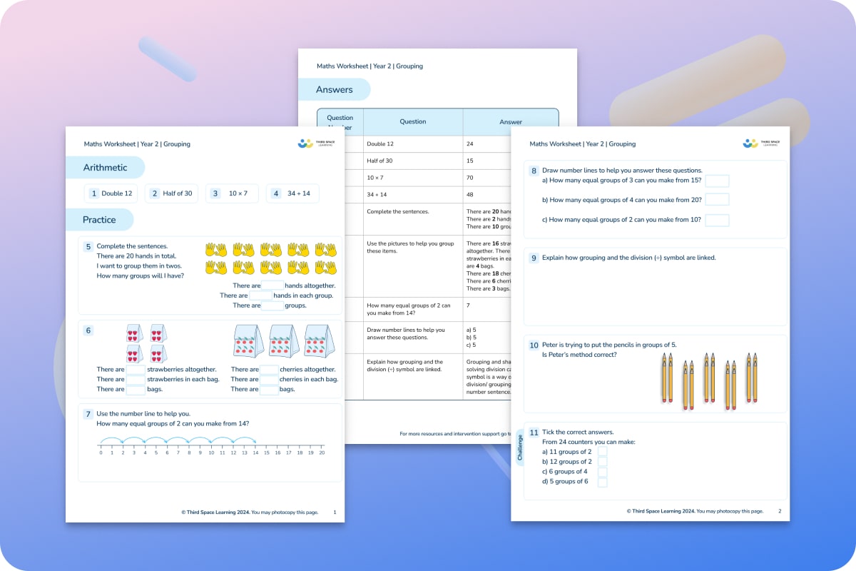 Maths Worksheet Grouping Year 2 | Maths Hub | Third Space Learning