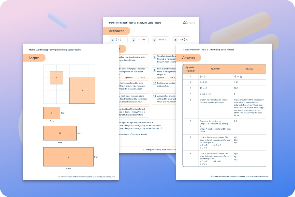 Maths Worksheet Identifying Scale Factors Year 6 | Maths Hub | Third ...