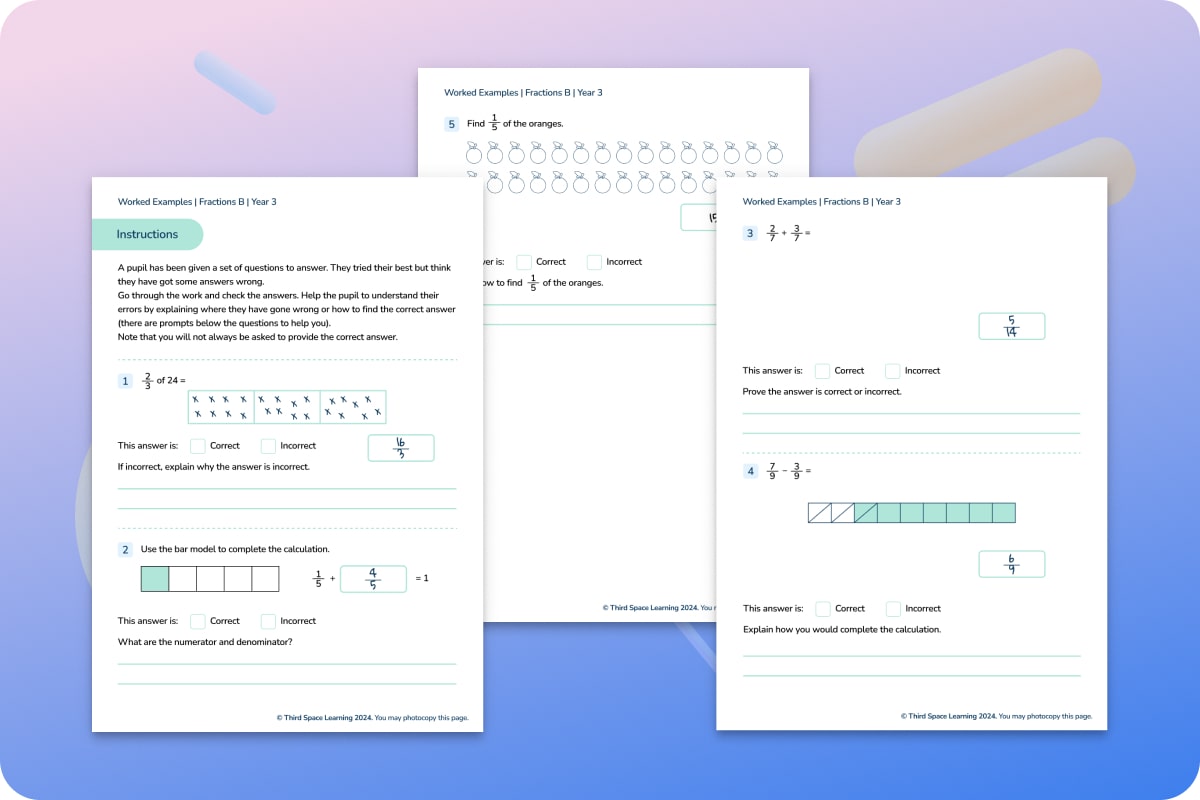Tarsia Puzzle Add Fractions Year 3 | Maths Hub | Third Space Learning