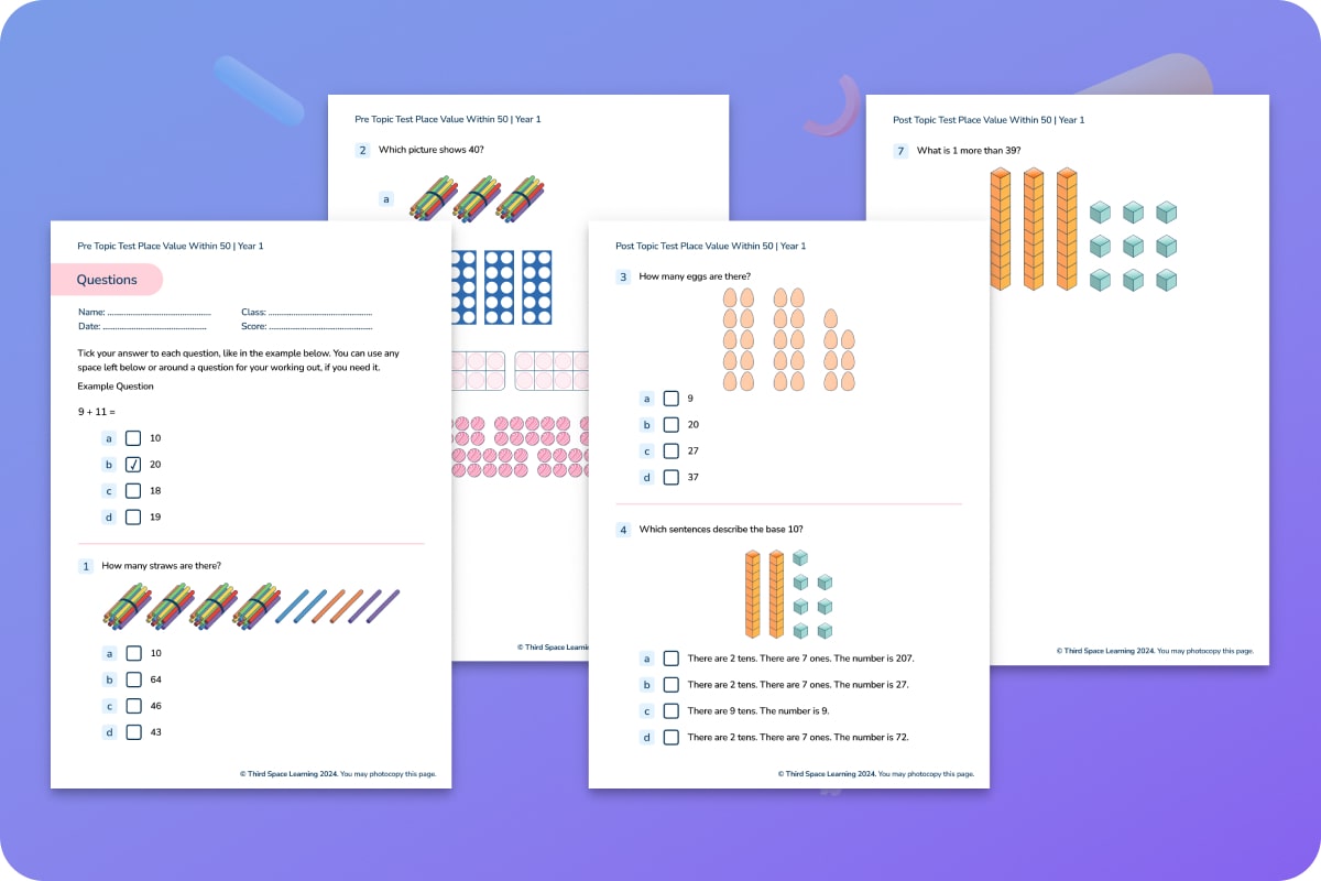 Diagnostic Assessment Place Value Within 50 Year 1 | Maths Hub | Third ...