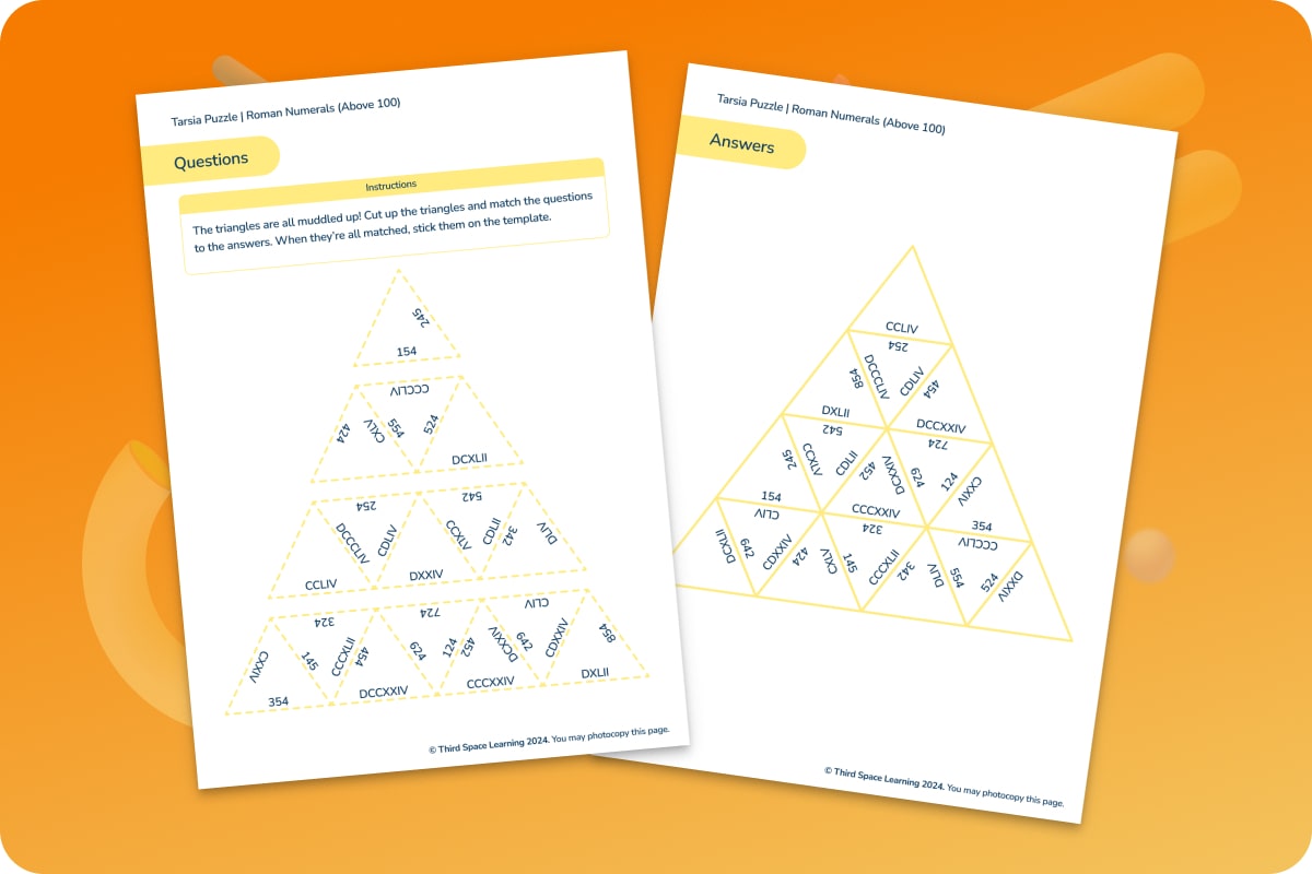 Tarsia Puzzle Roman Numerals Greater Than 100 Year 5 | Maths Hub ...