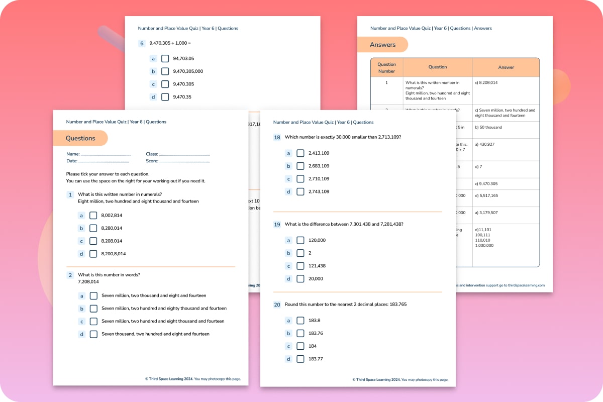 Diagnostic Quiz Place Value Year 6 | Maths Hub | Third Space Learning