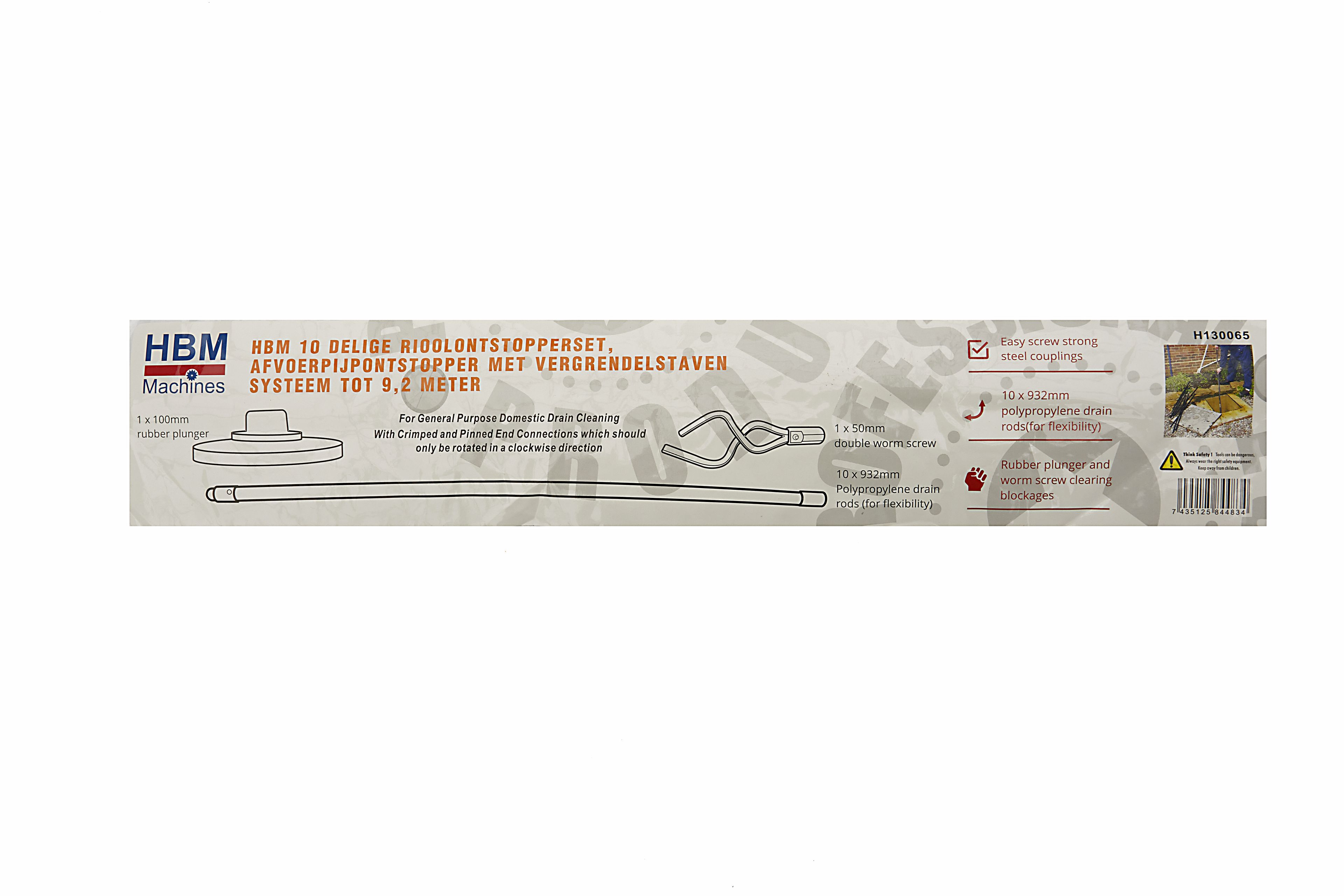 HBM 10 Delige Rioolontstopperset, Afvoerpi... | HBM Machines