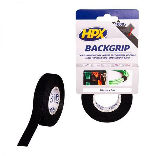 HPX Back grip zwart 16mm x 5m | HBM Machines