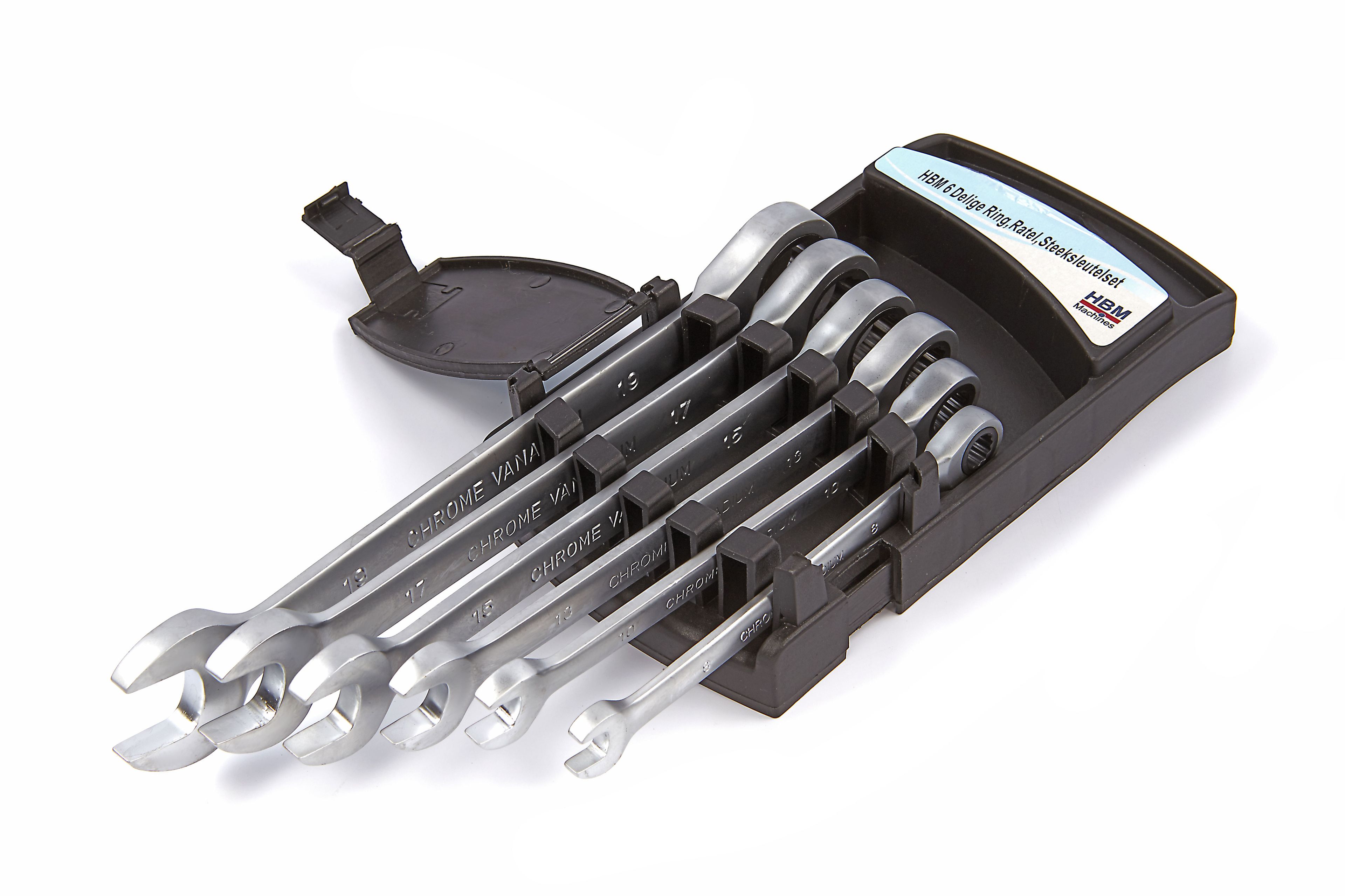 HBM 6 Delige Ring , Ratel , Steeksleutelset | HBM Machines