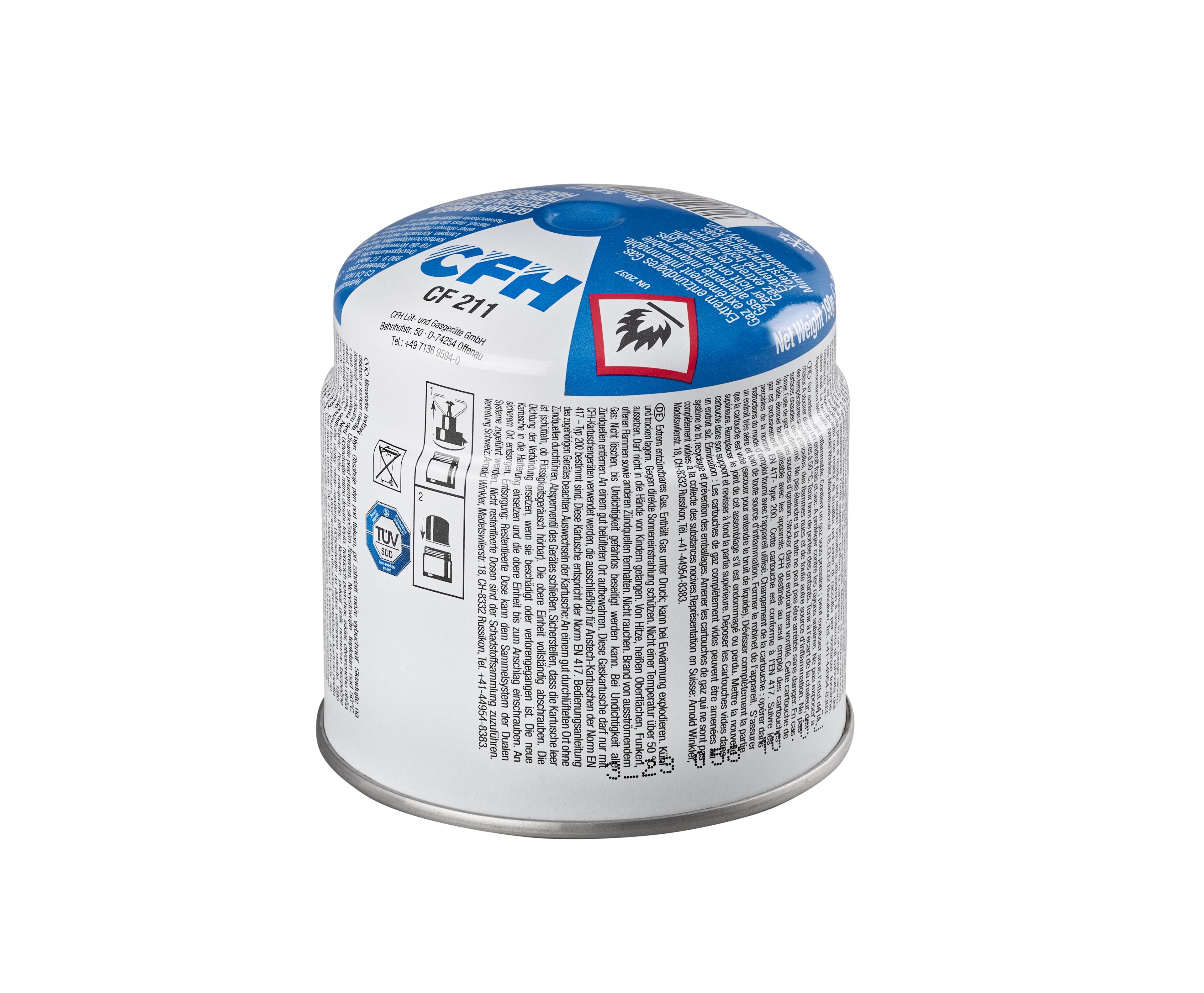 Cartouche de gaz butane perçable CFH 190 g... | HBM Machines