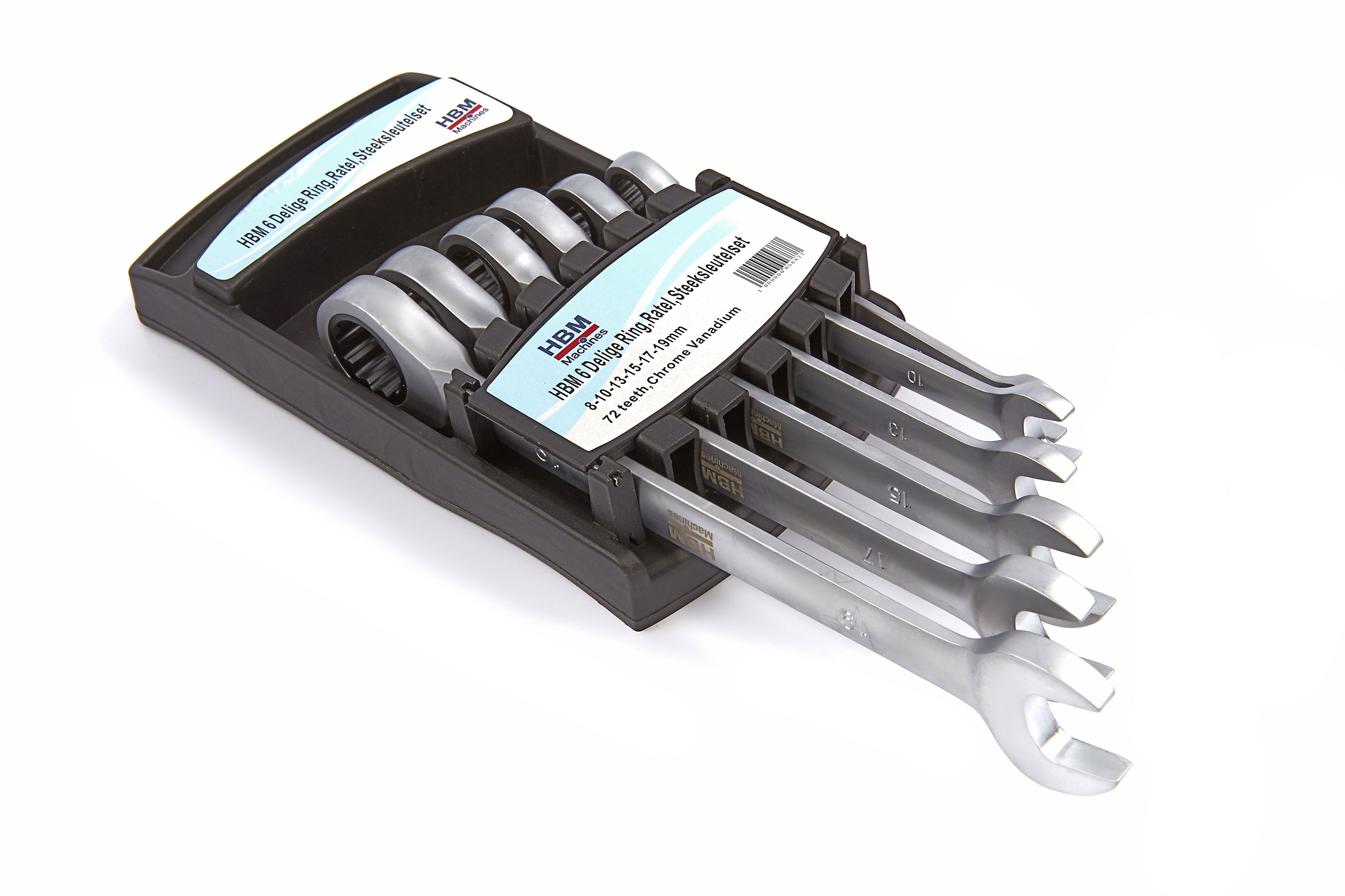 HBM 6 Delige Ring , Ratel , Steeksleutelset | HBM Machines