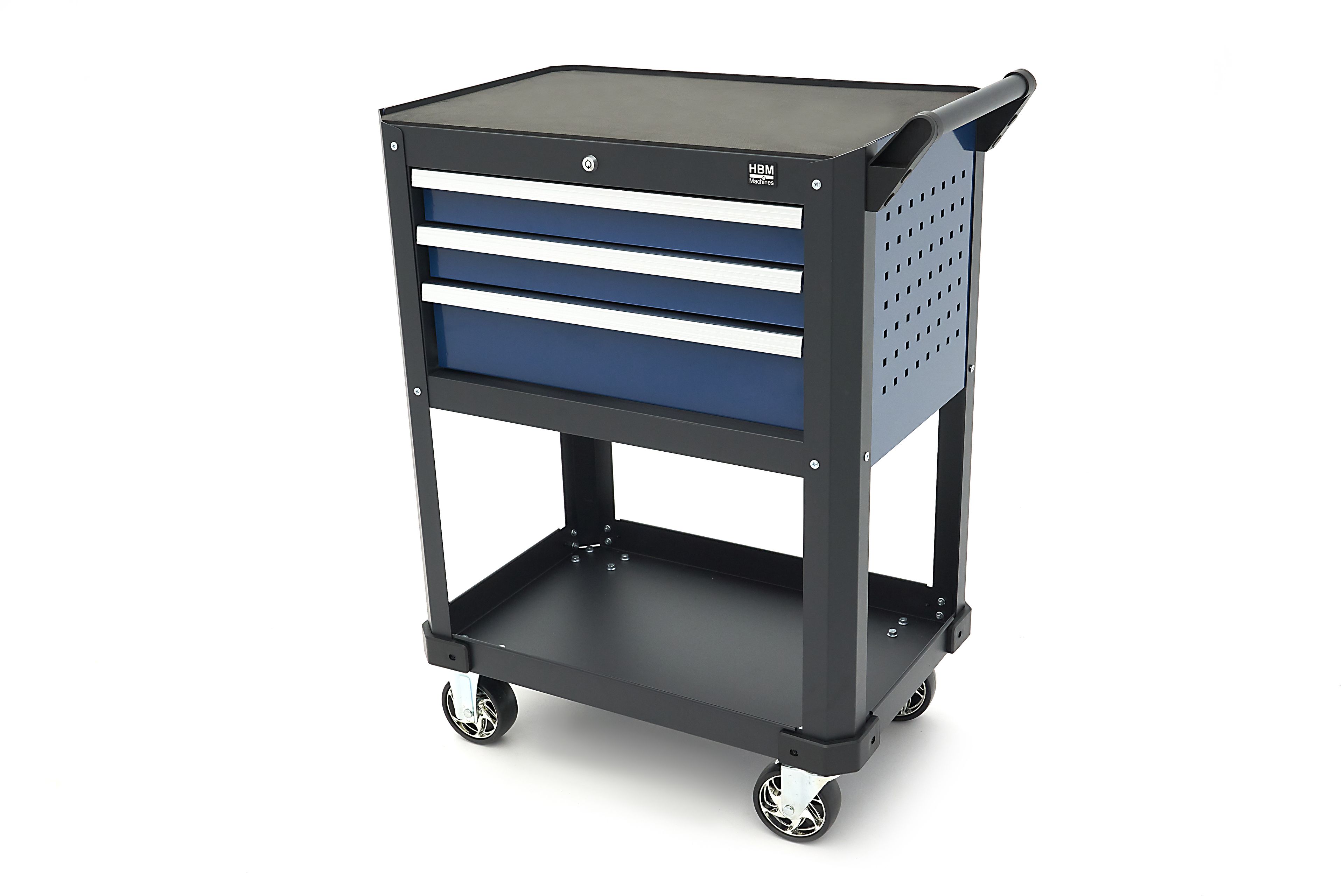 Chariot à outils HBM avec 3 tiroirs, bleu | HBM Machines