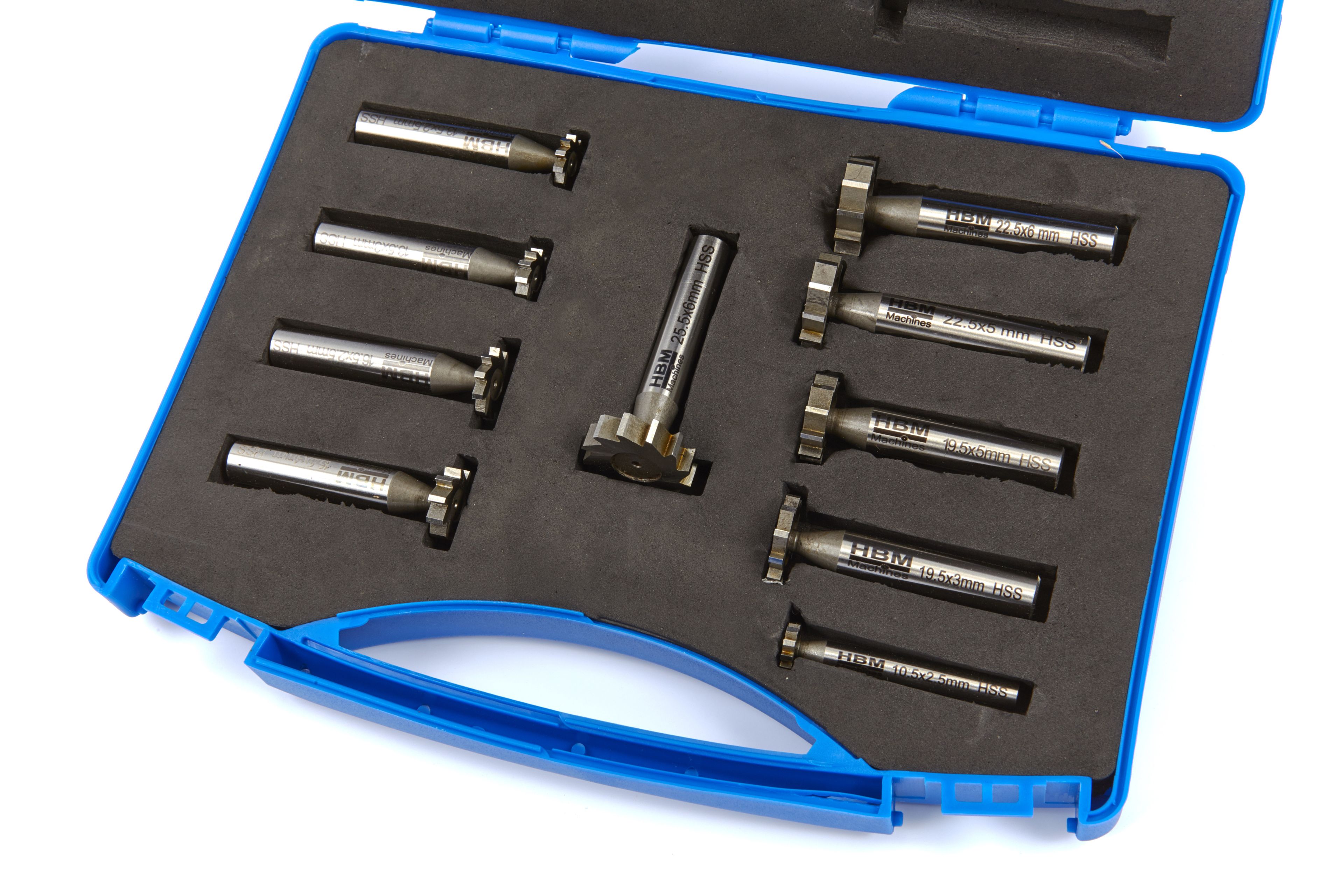 HBM 10 Delige HSS M-2 T-Gleuf Frezenset | HBM Machines