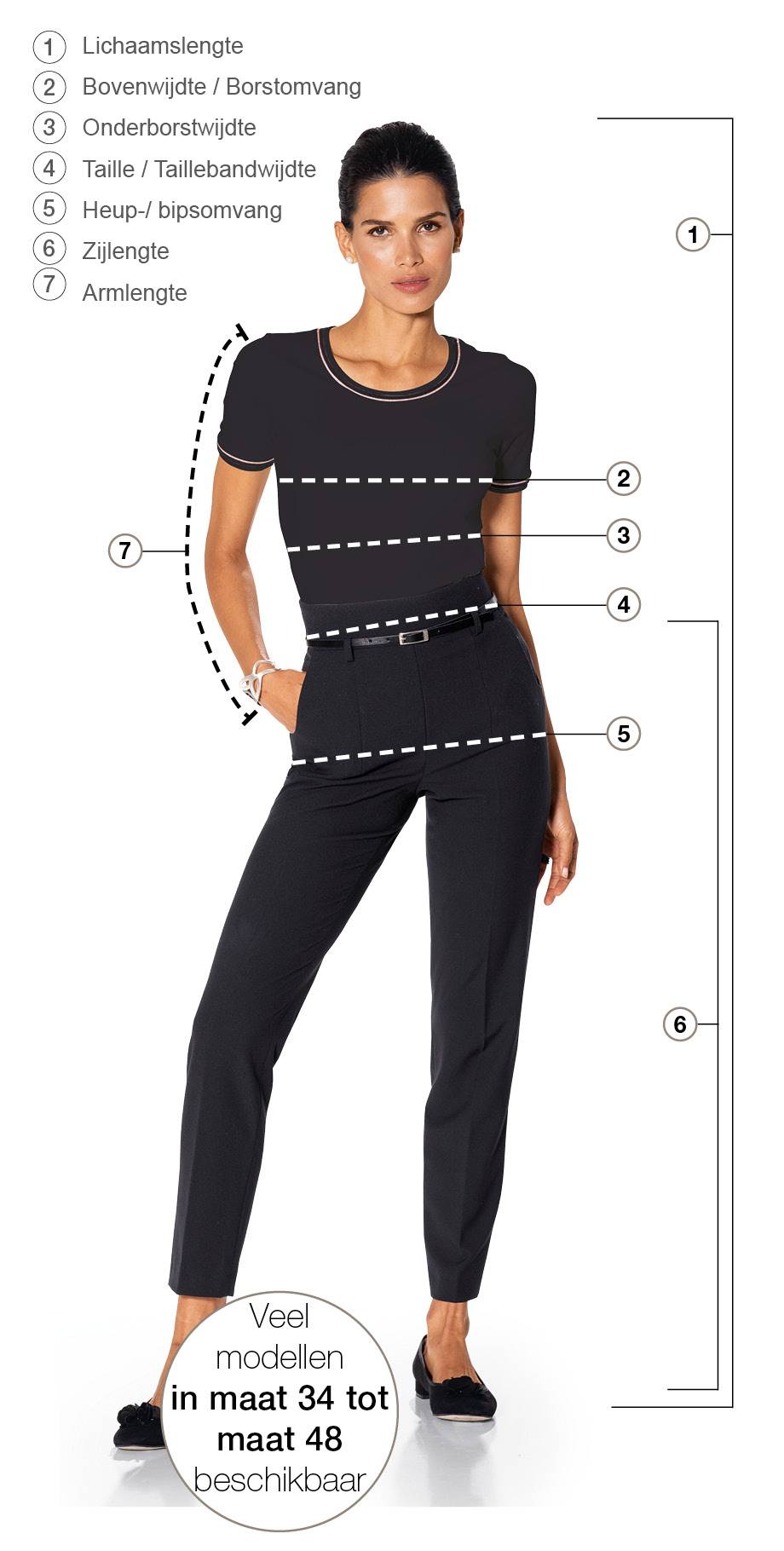 Maat bepalen I Bekijk hier wat voor u de juiste maat is | MADELEINE Mode