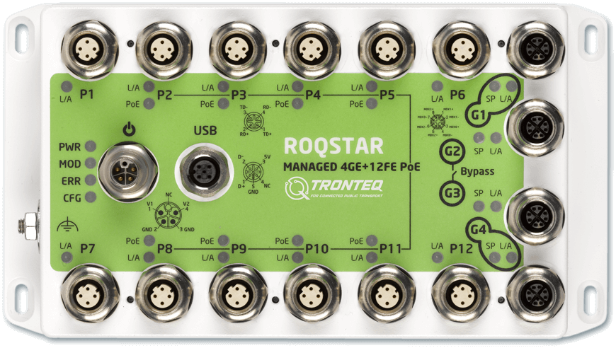 ROQSTAR 4GE+12FE M12 Push-Pull Managed Gigabit PoE Switch 006-130-127