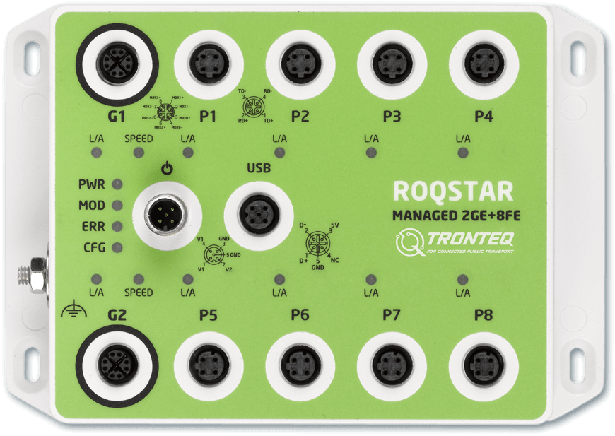 ROQSTAR 8-Port M12 Managed Fast Ethernet Switch 006-130-117
