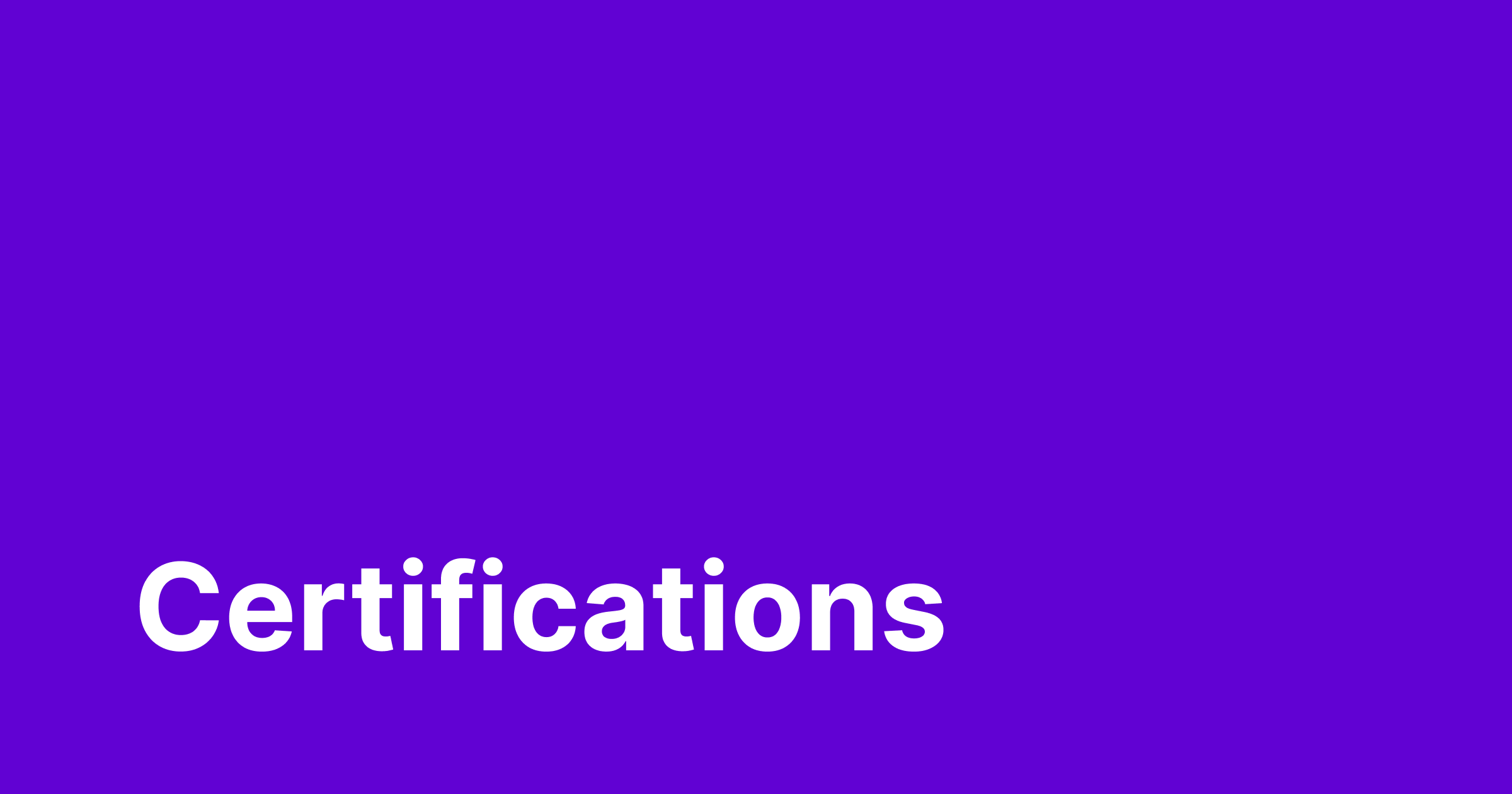 Certifications | Road